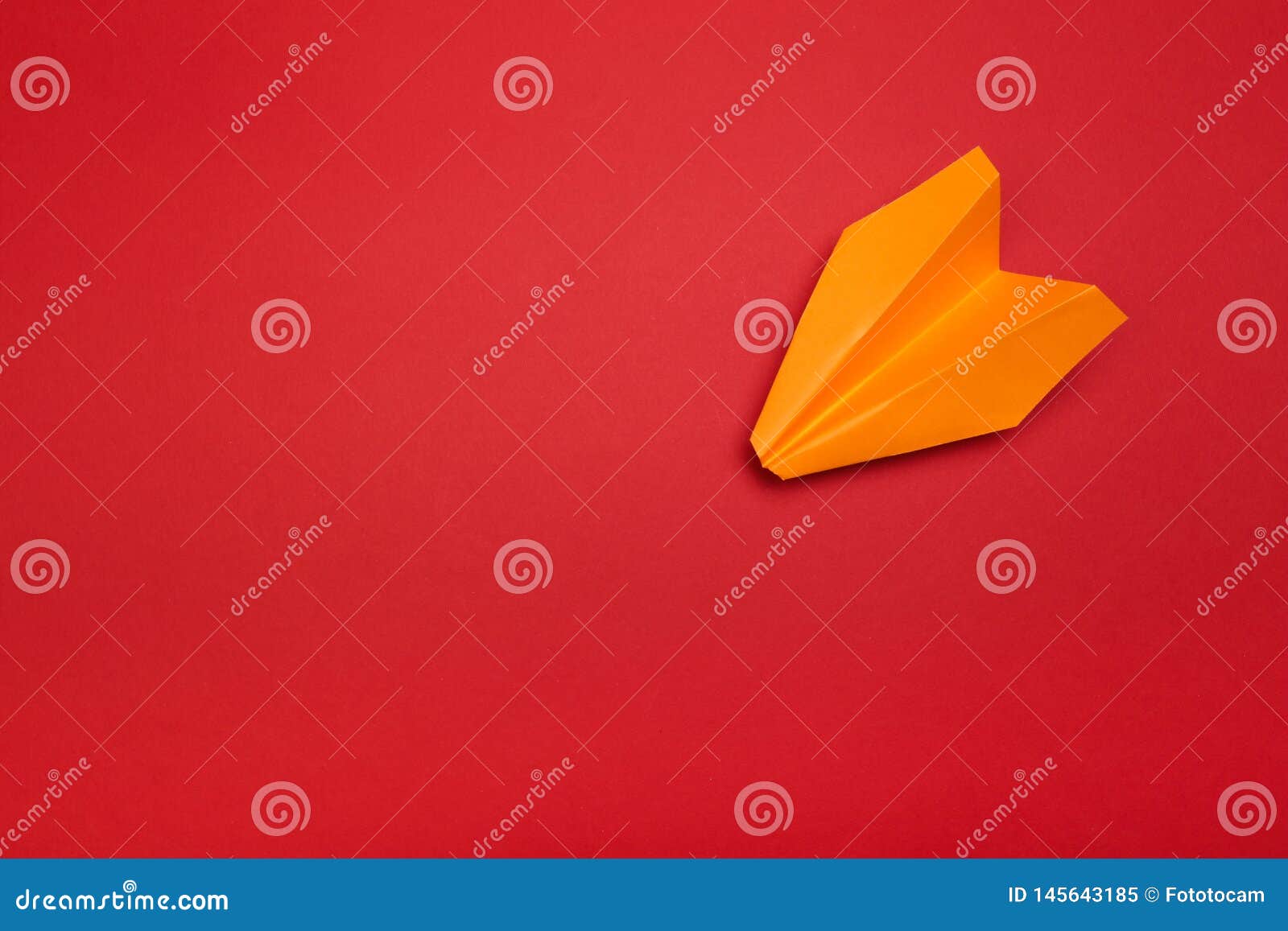 Flat Lay of Colour Paper Plane on Red Background with Text Space Stock ...