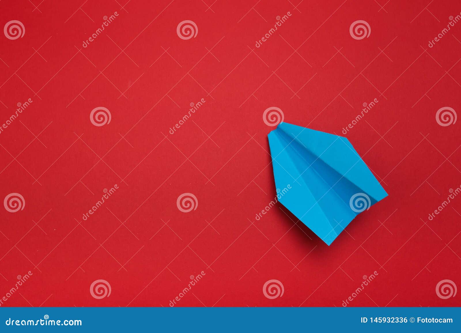 Flat Lay of Colour Paper Plane on Red Background with Text Space Stock ...
