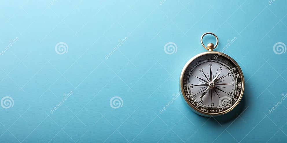 Flat Lay of Compass on Light Blue Background Creative AI Stock Image ...