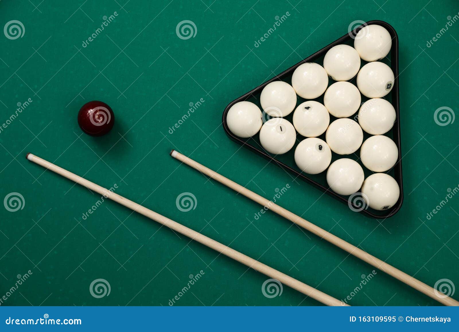 Composition with Balls on Billiard Table Stock Image - Image of ball ...