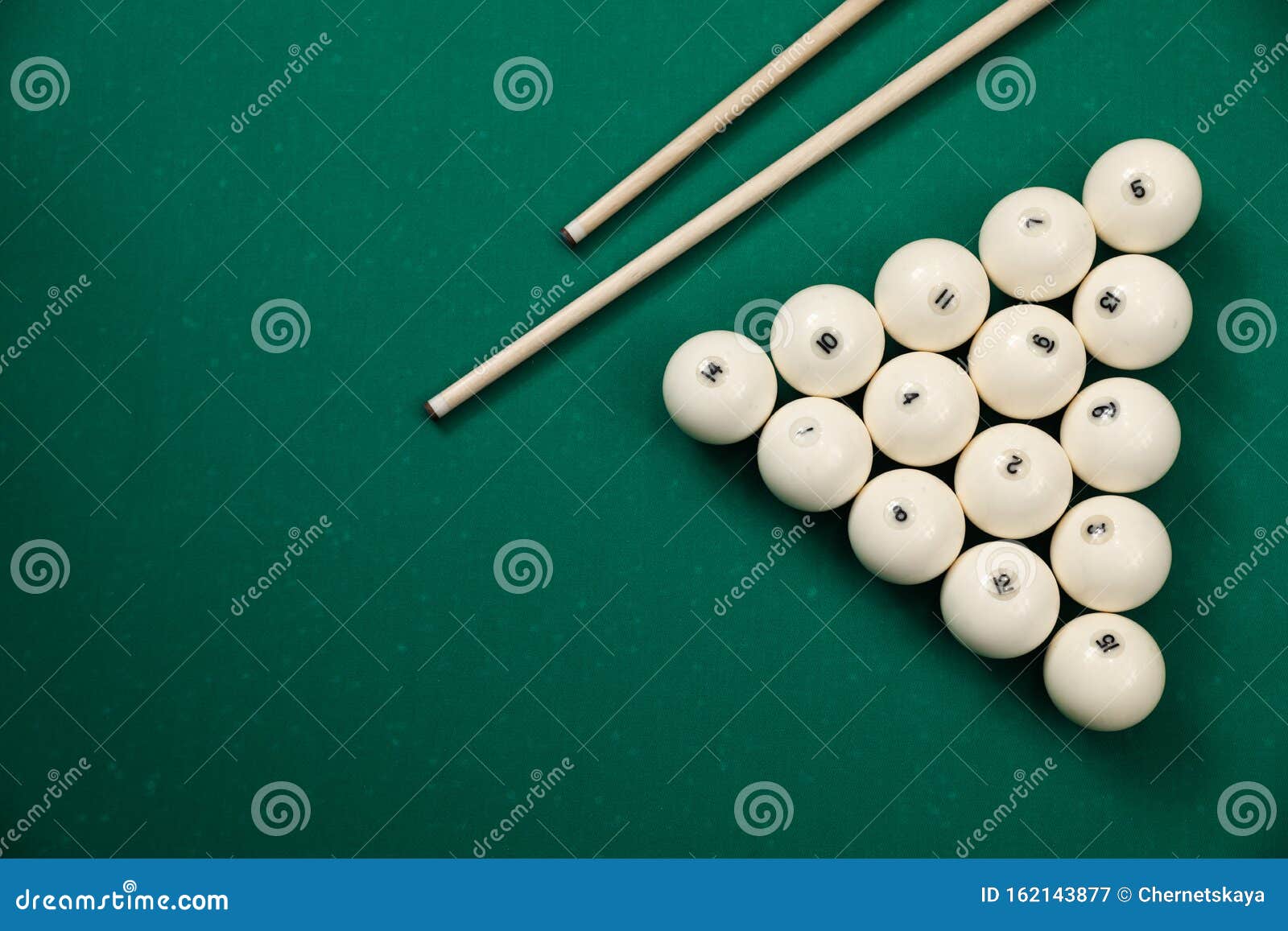 Flat Lay Composition with Balls on Billiard Table Stock Image - Image ...