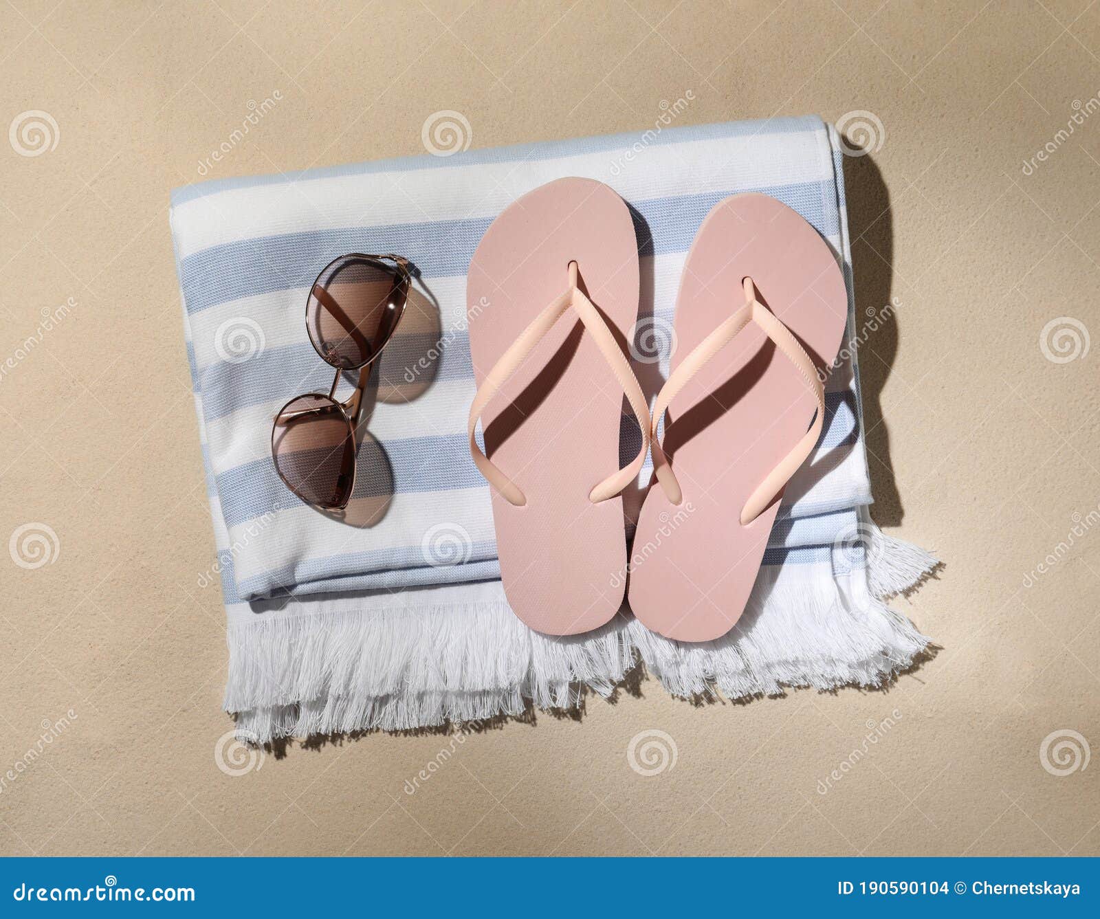 Composition with Beach Objects on Sand Stock Photo - Image of rest ...