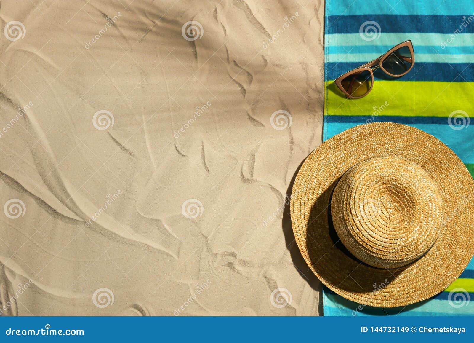 Flat Lay Composition with Beach Objects and Sand Stock Image - Image of ...