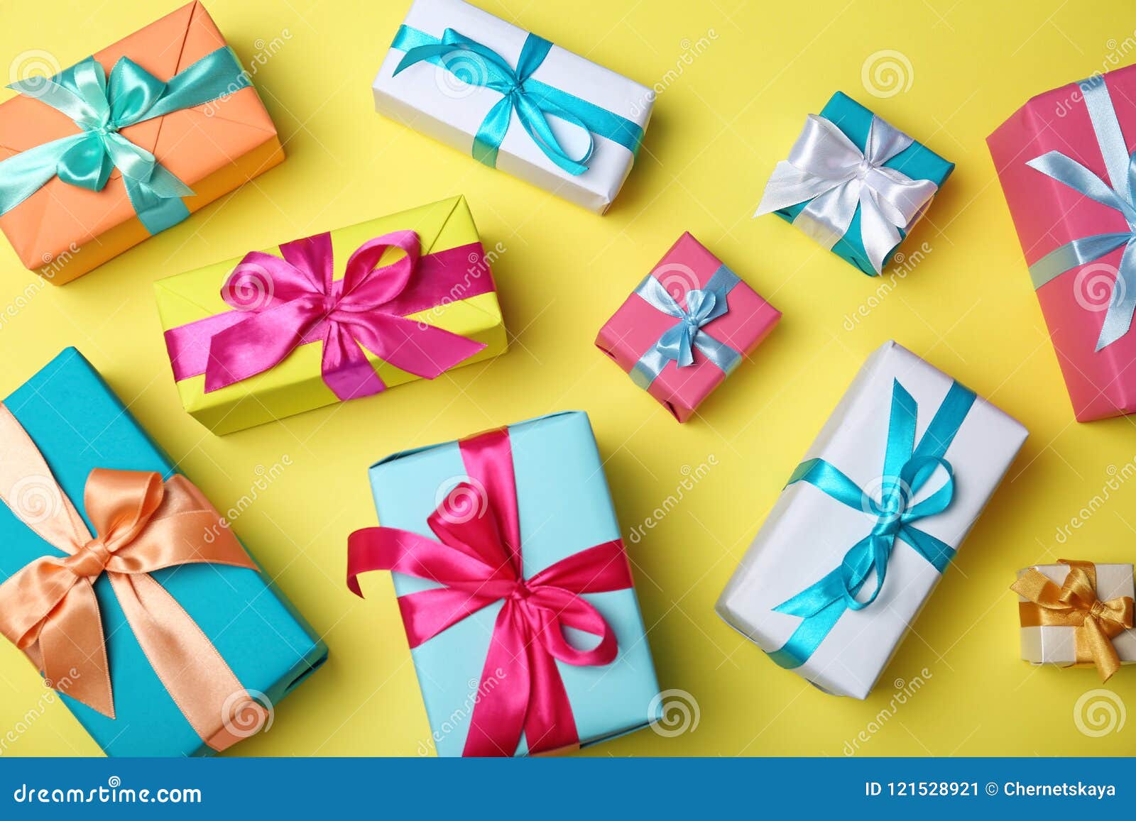 Flat Lay Composition with Beautiful Gift Boxes Stock Image - Image of ...