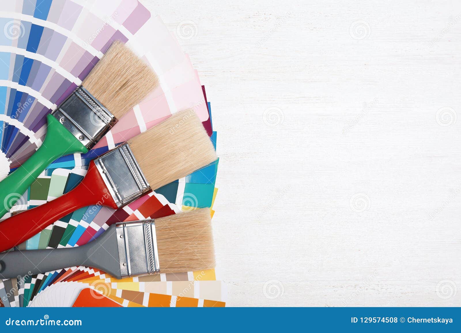 Flat Lay Composition With Brushes And Color Palettes On Wooden ...