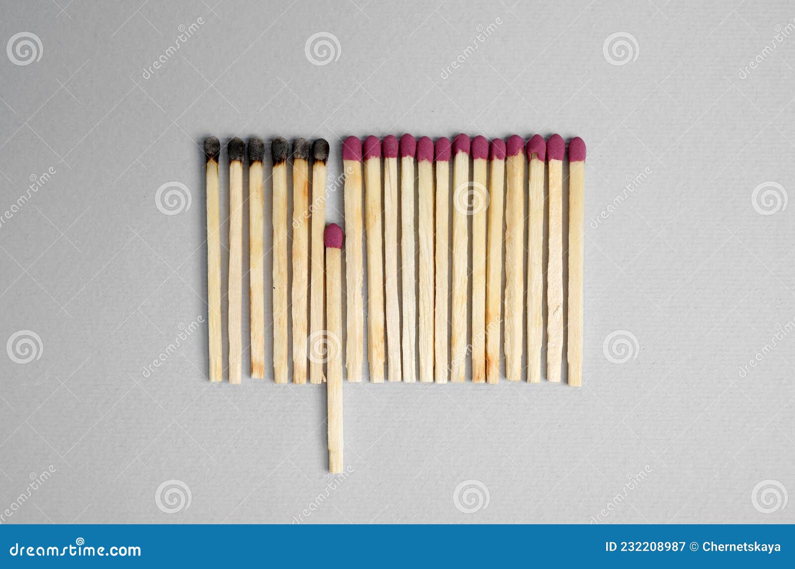 Flat Lay Composition with Burnt and Whole Matches on Light Background ...