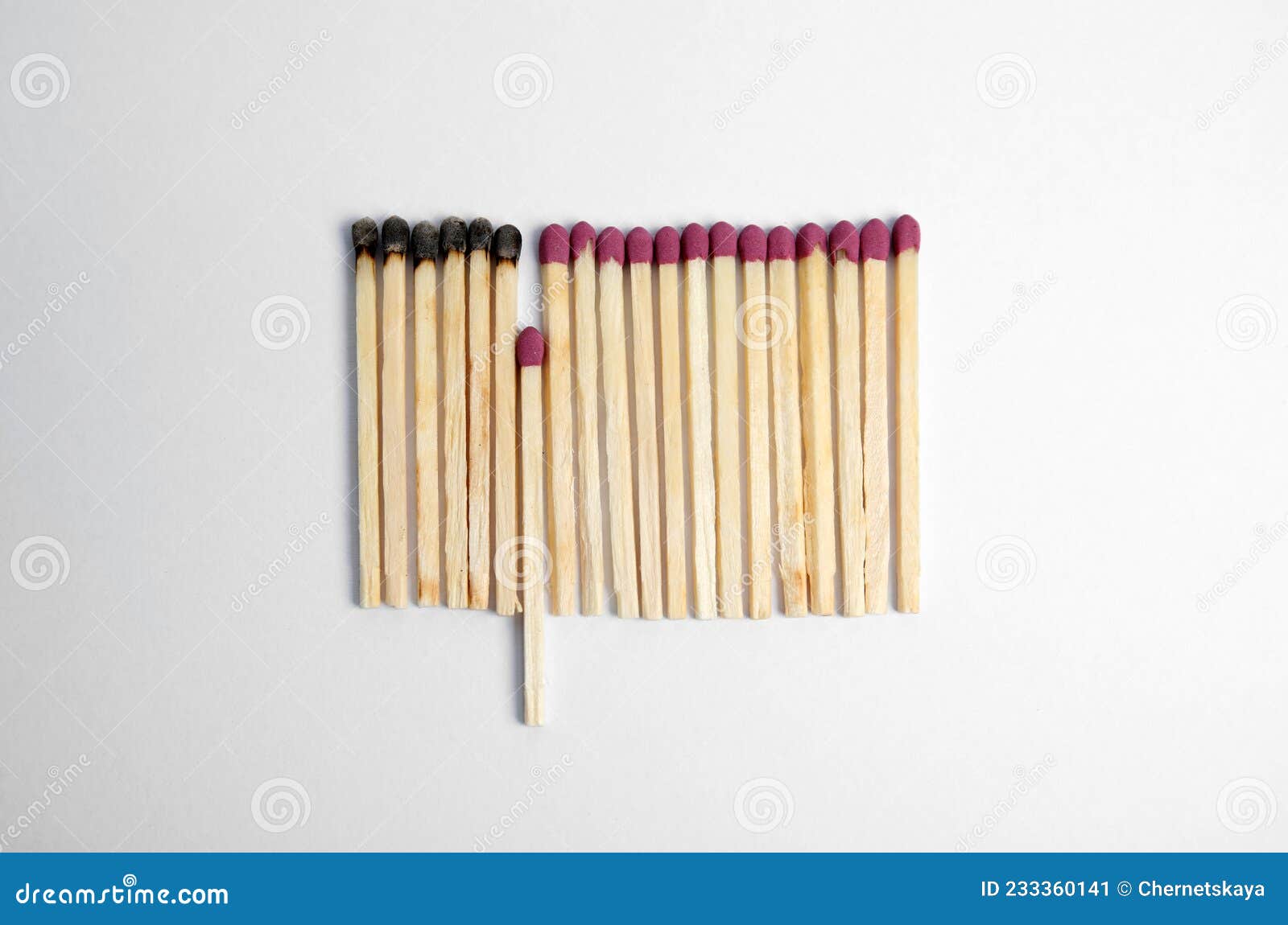 Flat Lay Composition with Burnt and Whole Matches on White Background ...