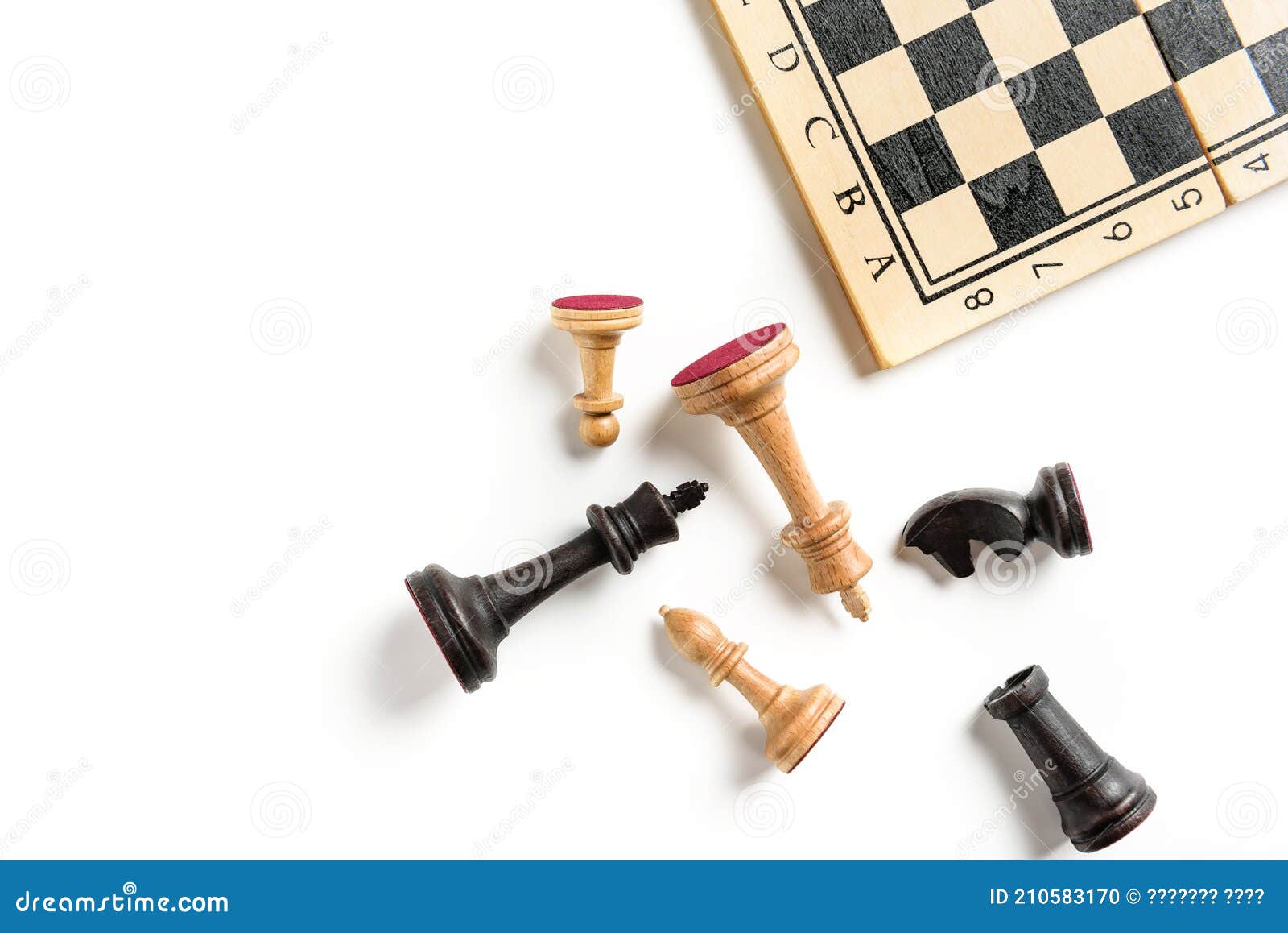 Flat Lay Composition with Chess Pieces and Chessboard Isolated on White ...