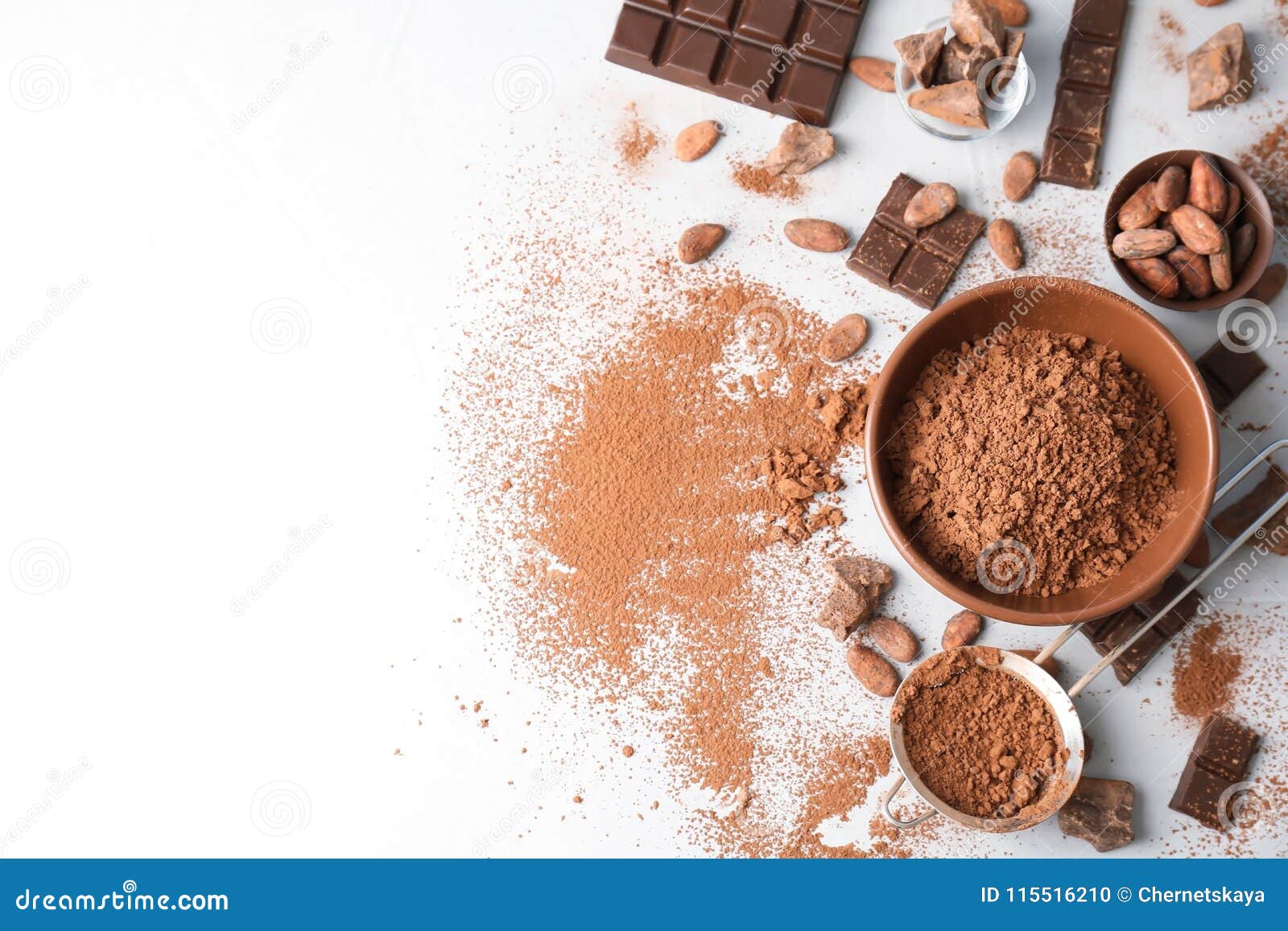 Flat Lay Composition with Cocoa Powder Stock Photo - Image of ...