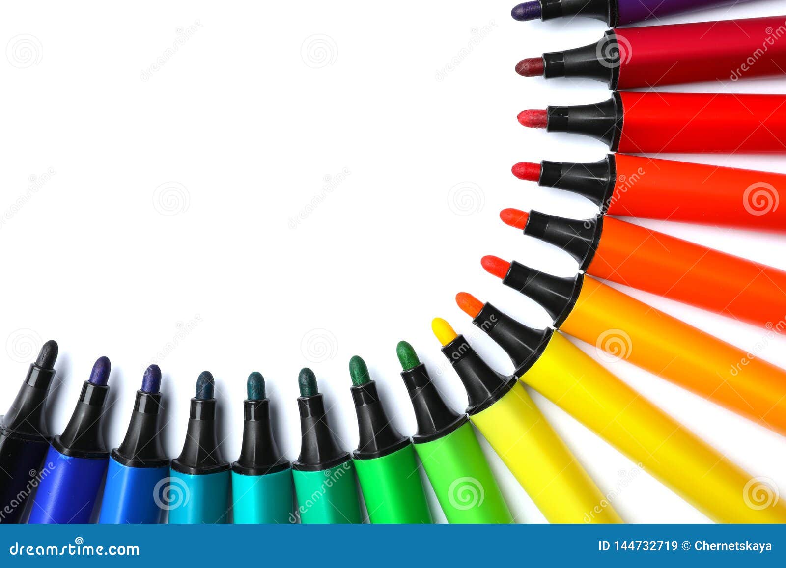 Flat Lay Composition with Colorful Markers and Space for Text on White ...