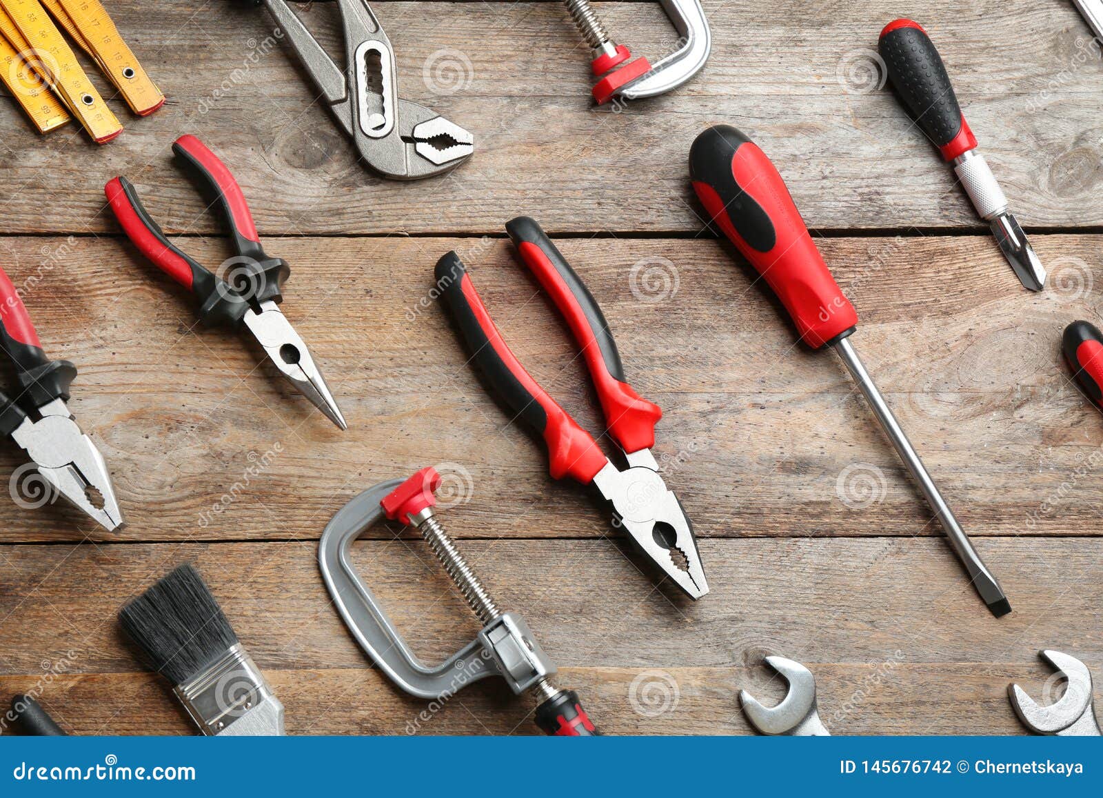 Flat Lay Composition with Construction Tools Stock Photo - Image of ...
