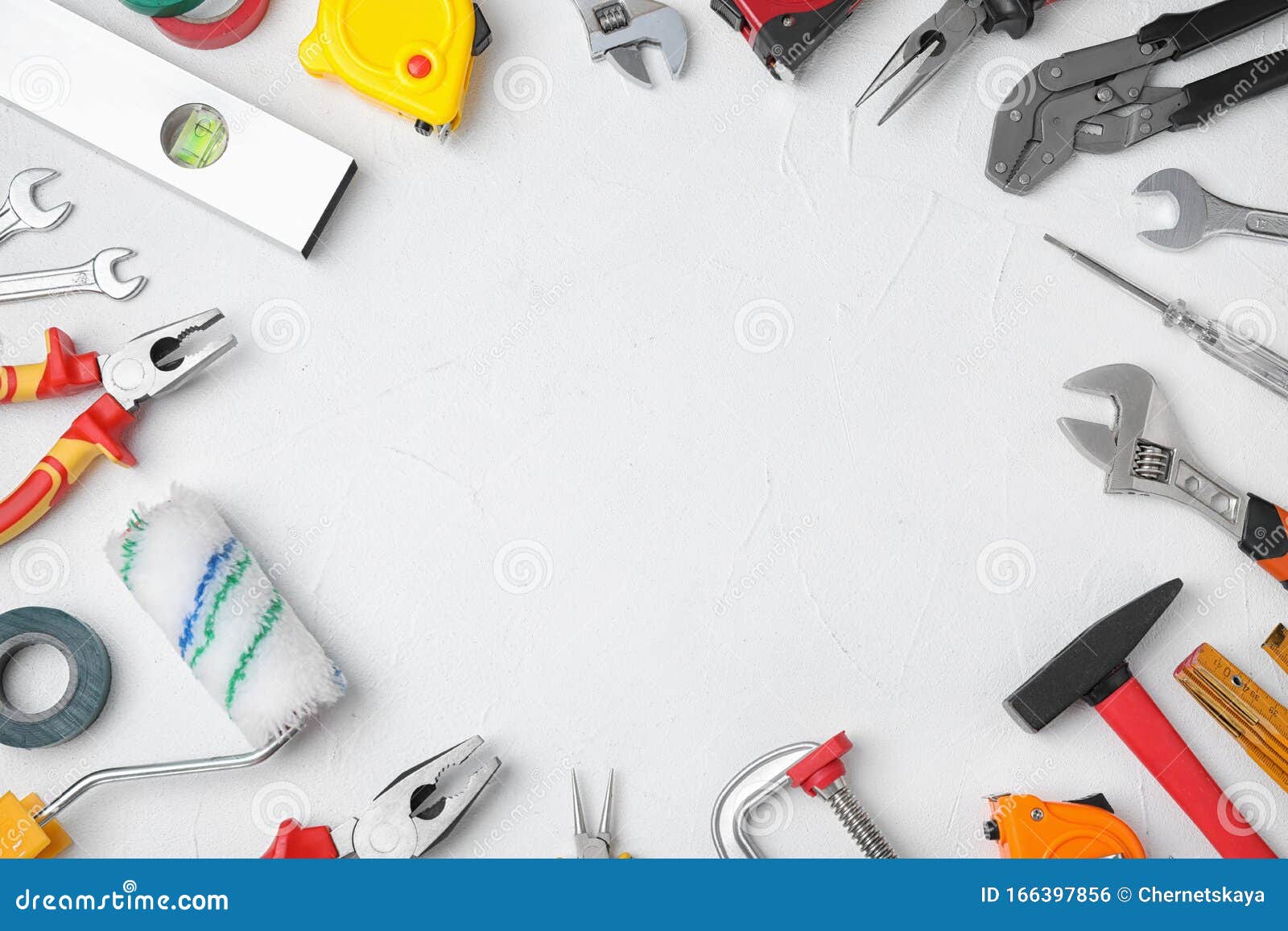 Flat Lay Composition with Construction Tools on Background. Space for ...