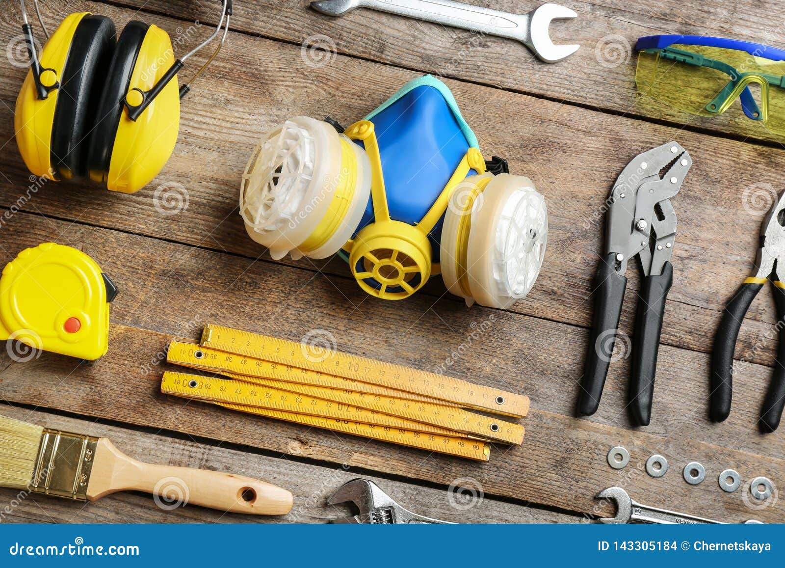 Flat Lay Composition with Construction Tools Stock Photo - Image of ...