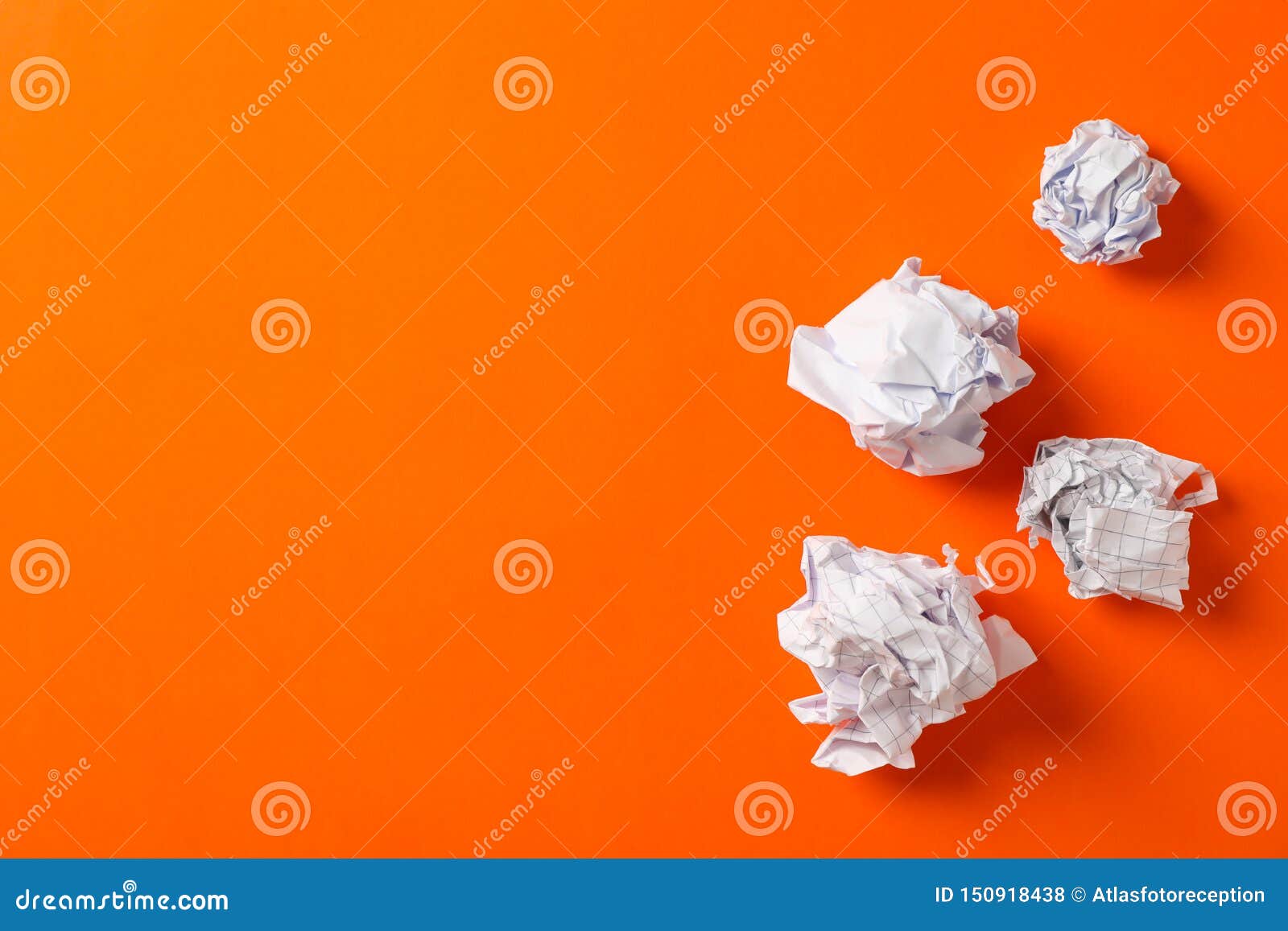 Flat Lay Composition with Crumpled Paper Balls on Color Background ...