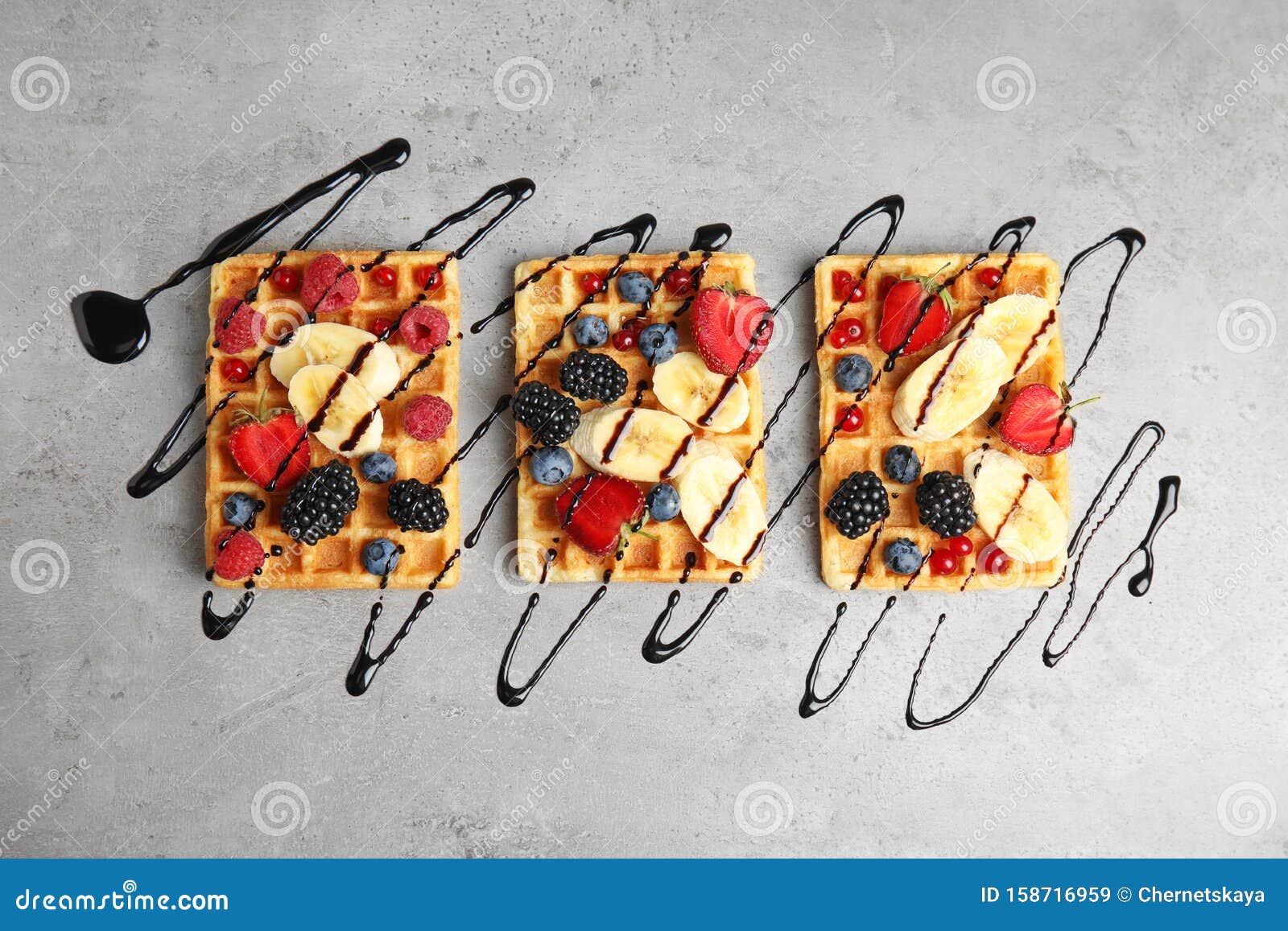 Flat Lay Composition with Delicious Waffles and Fresh Berries Stock ...