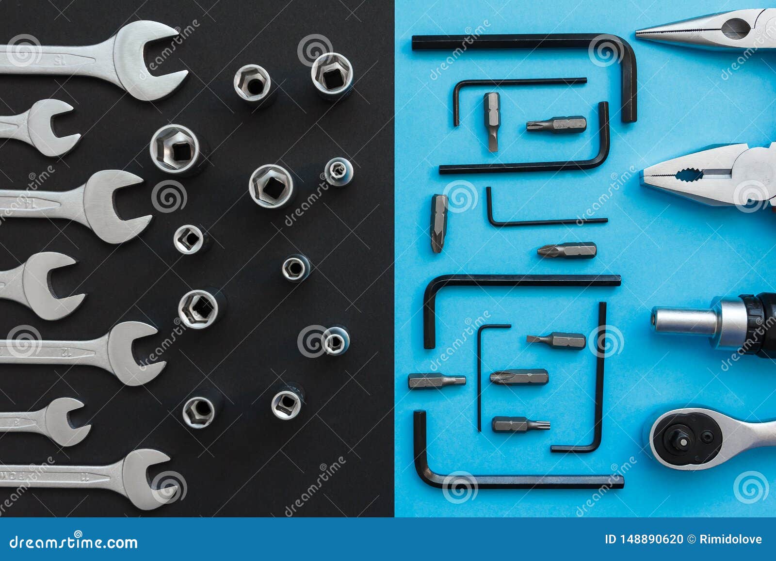 Flat Lay Composition with Different Construction Tools on Black ...
