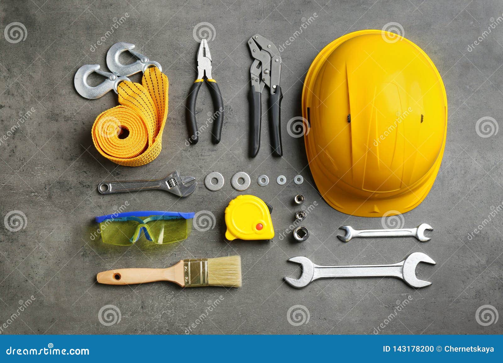 Flat Lay Composition with Different Construction Tools on Background ...