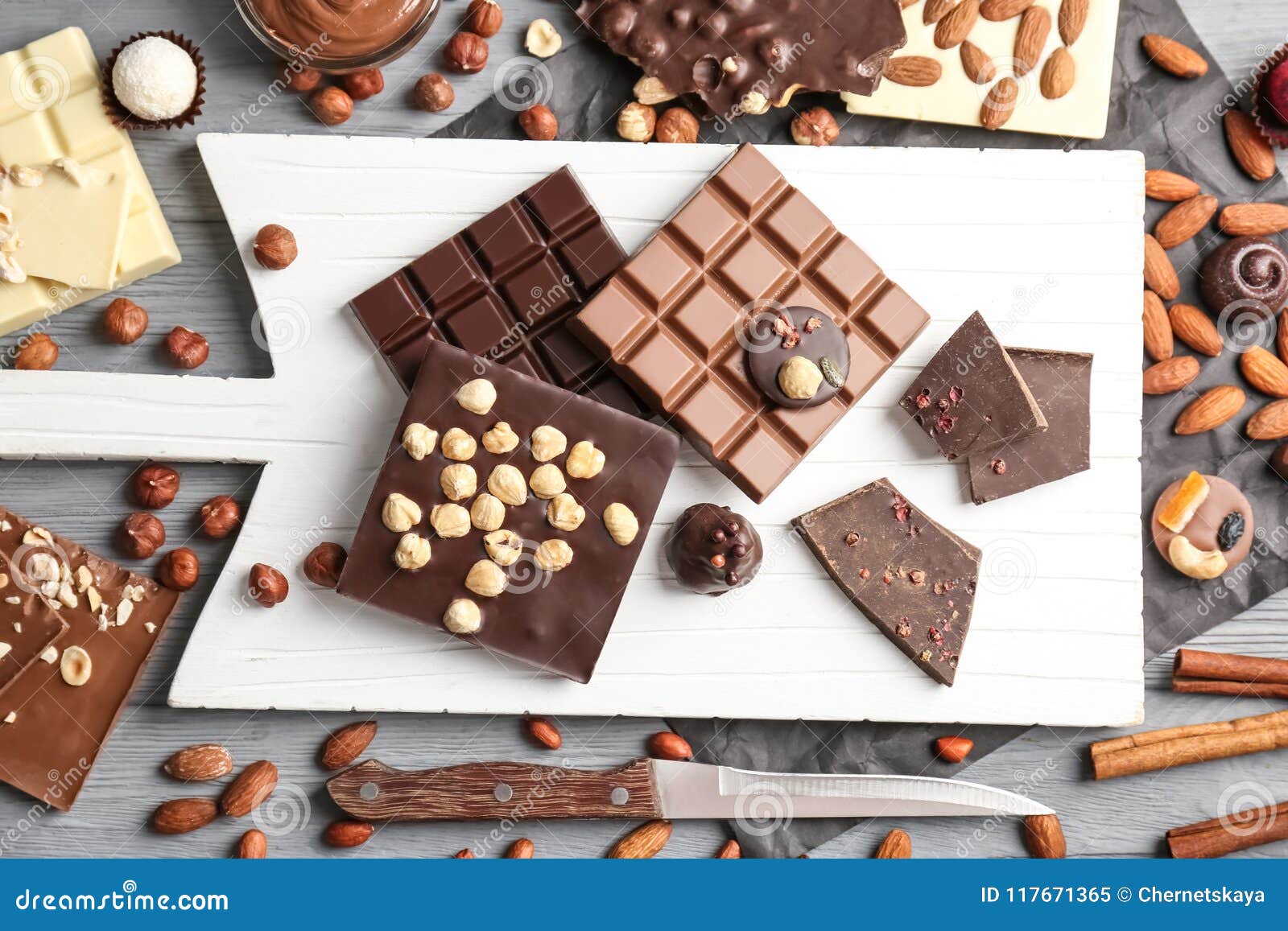 Flat Lay Composition with Different Delicious Chocolate Bars Stock ...