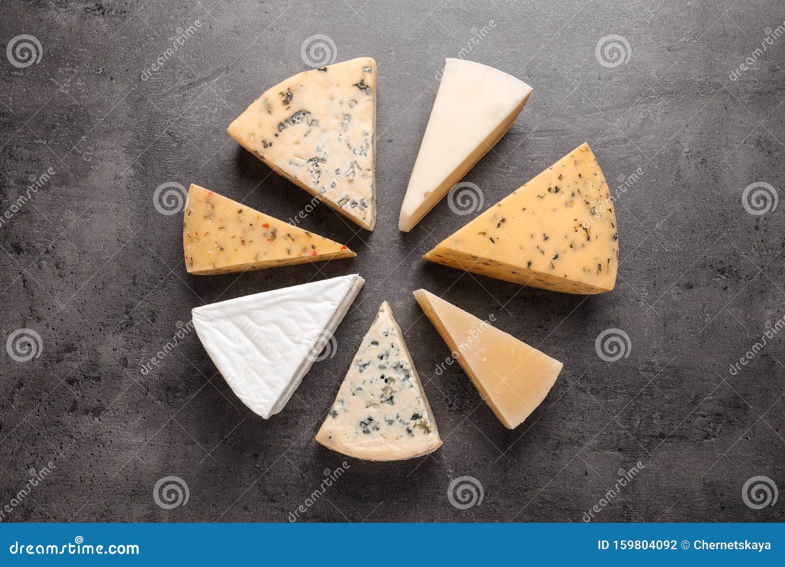 Flat Lay Composition with Different Kinds of Cheese Stock Photo - Image ...