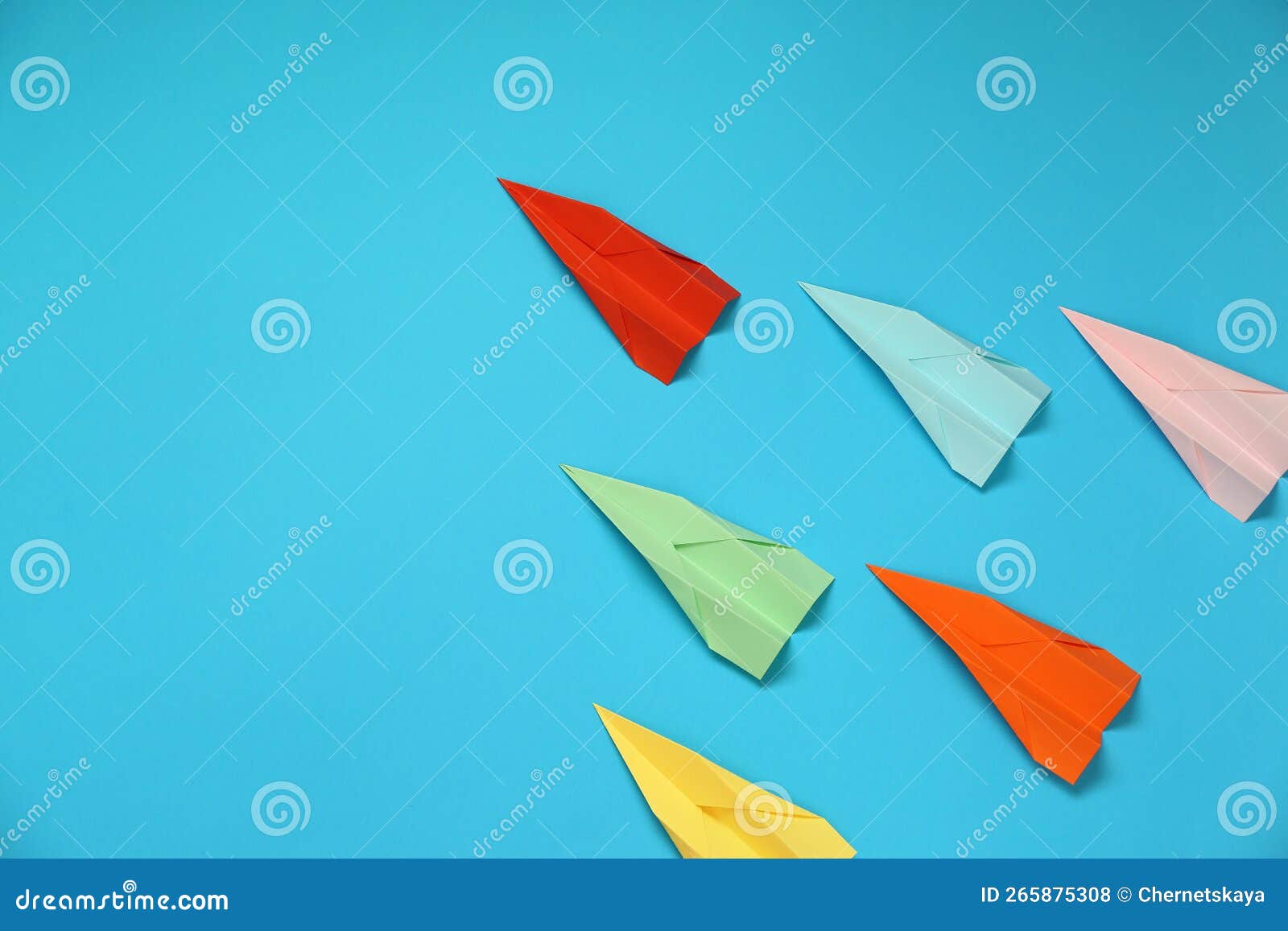 Flat Lay Composition with Different Paper Planes on Light Blue ...