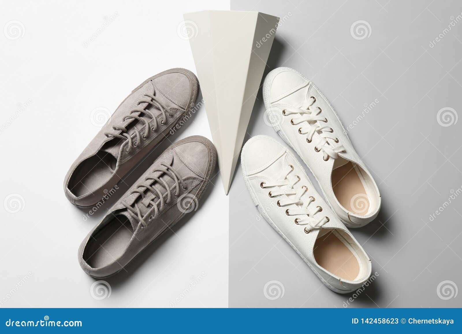 Flat Lay Composition with Different Sneakers Stock Image - Image of ...