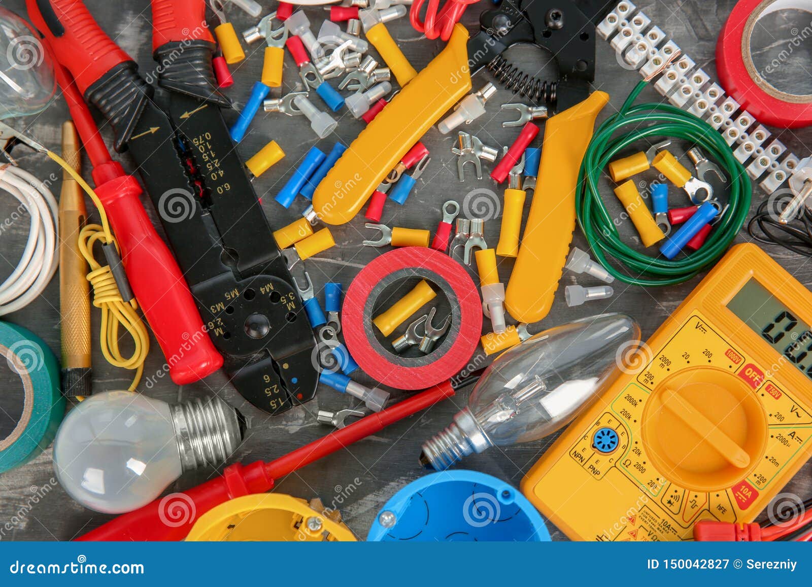 Flat Lay Of Electrical Terminals Assortment Kit Arranged In Plastic Box ...