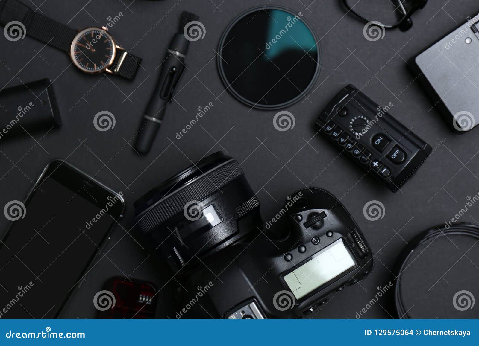 Flat Lay Composition with Equipment Stock Photo - Image of professional ...