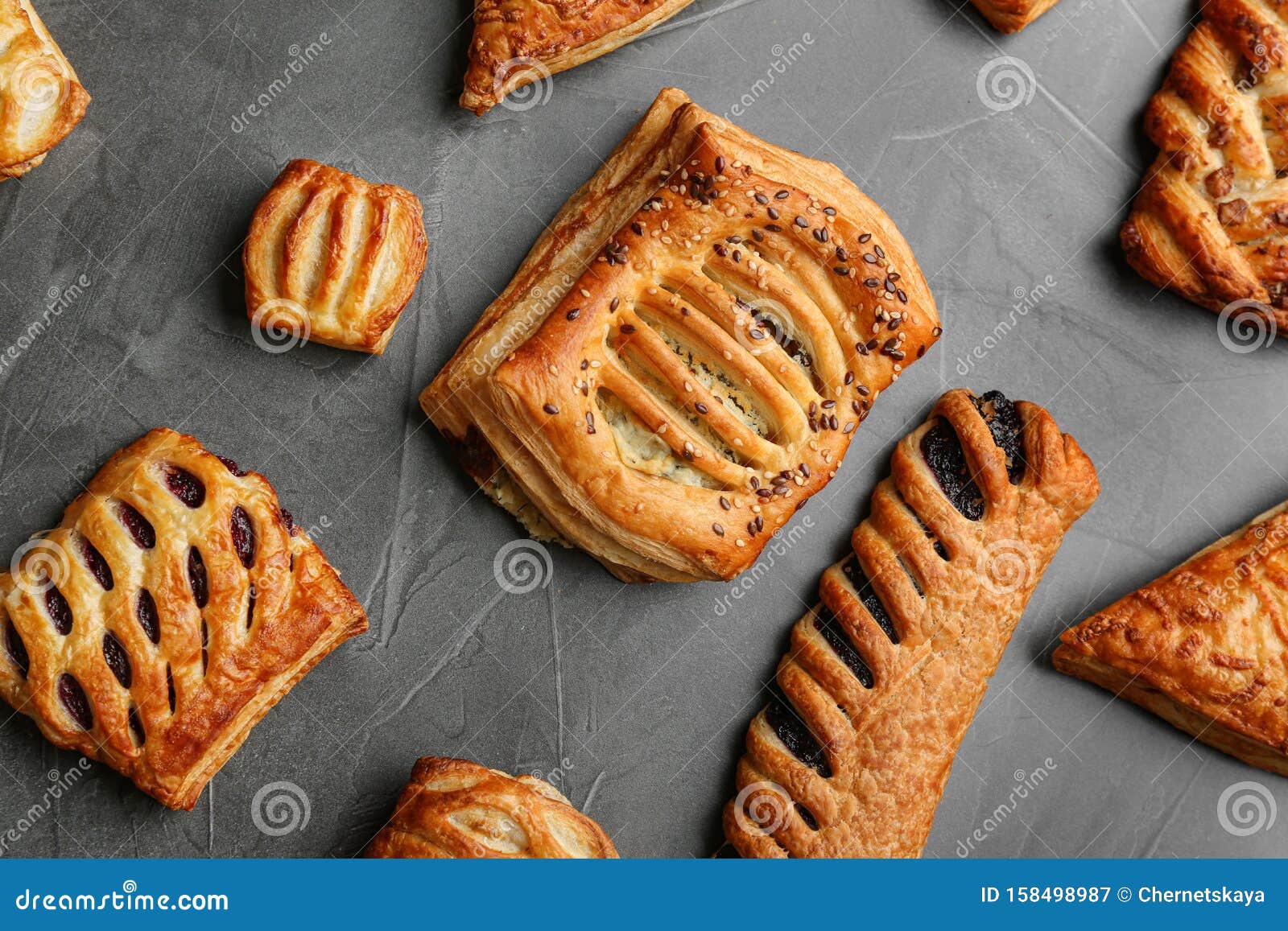 Flat Lay Composition with Fresh Delicious Puff Pastry Stock Image ...