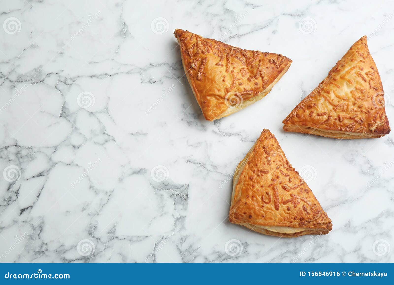 Flat Lay Composition with Fresh Puff Pastry on White Marble Table ...