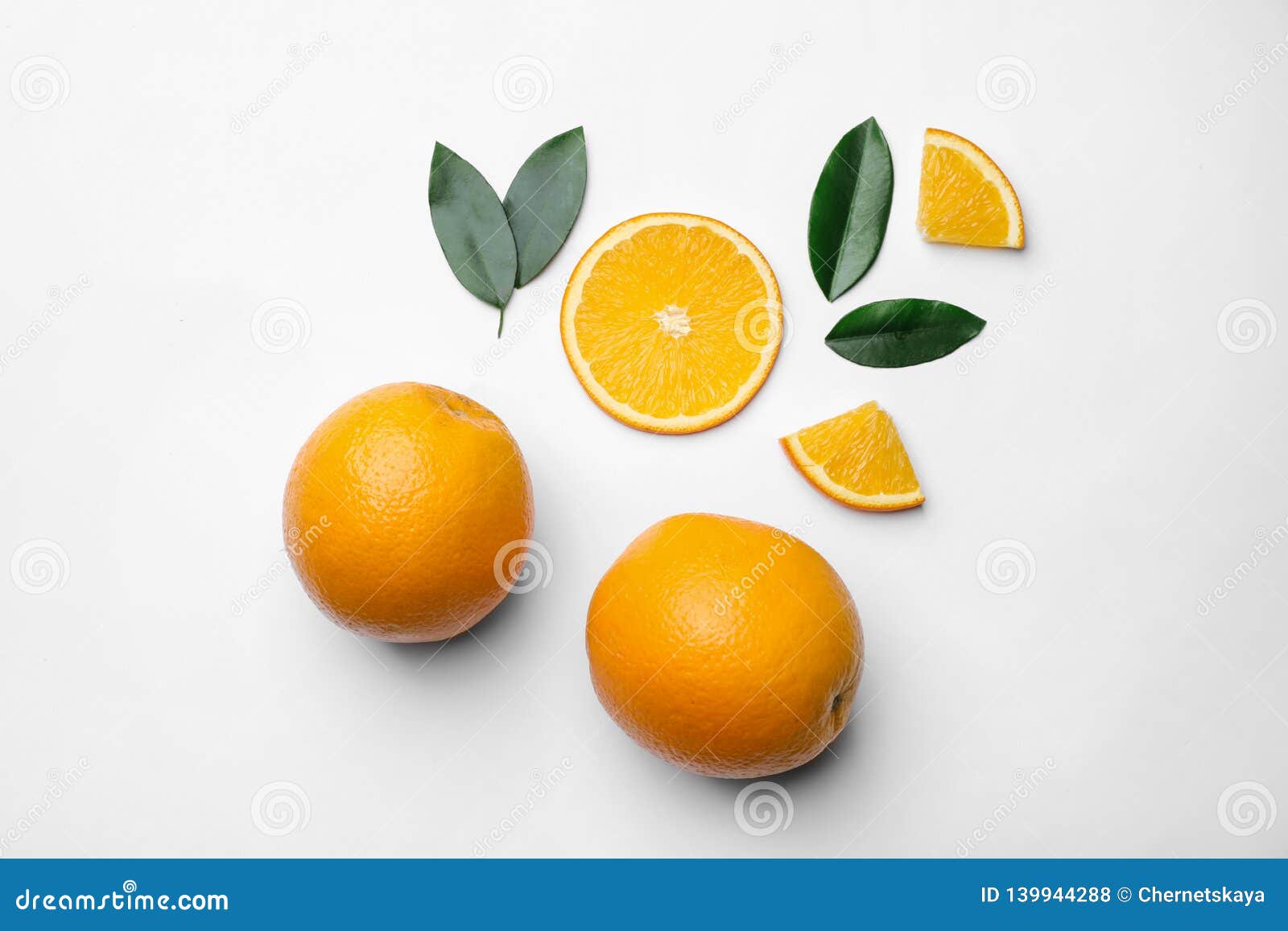 Flat Lay Composition with Fresh Oranges on White Stock Photo - Image of ...