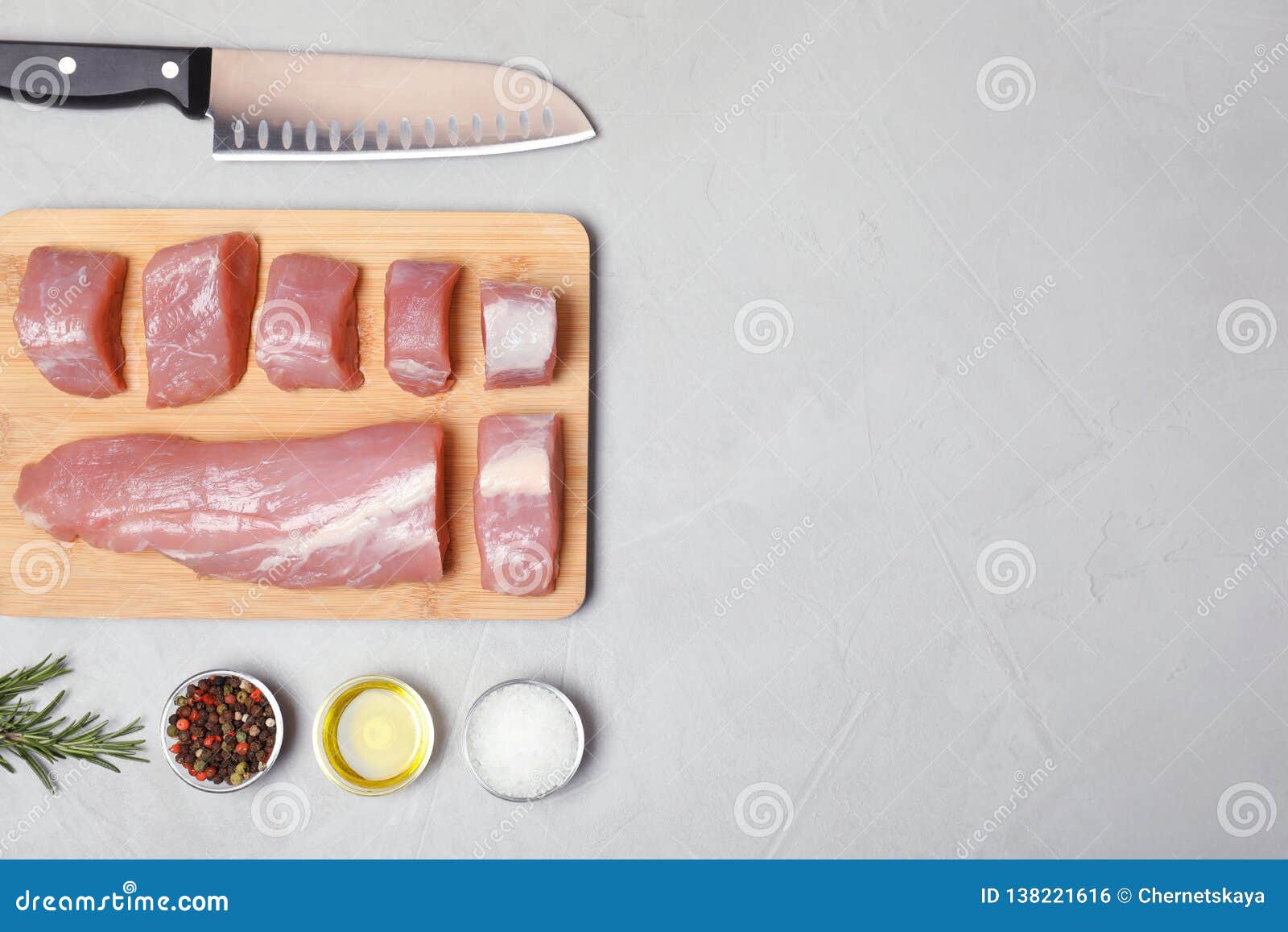 Flat Lay Composition with Fresh Raw Meat and Space for Text Stock Photo ...