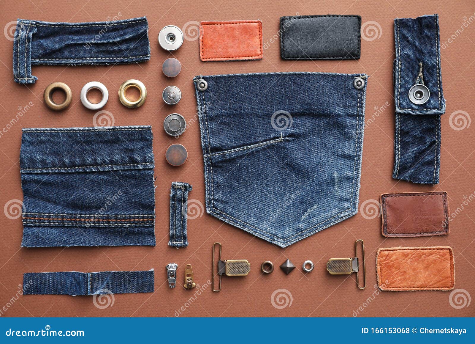 Flat Lay Composition with Garment Accessories and Cutting Details for ...