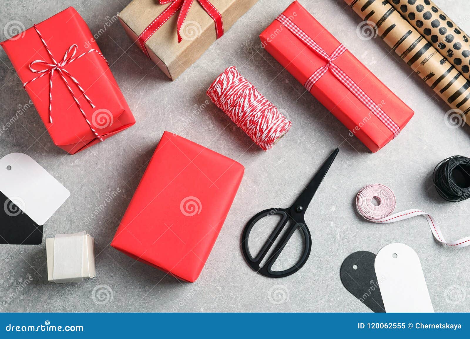 Flat Lay Composition with Gift Boxes Stock Image - Image of decoration ...