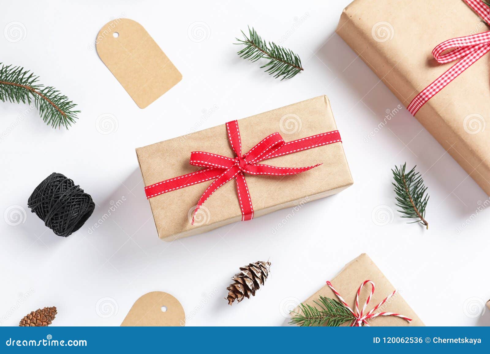 Flat Lay Composition with Gift Boxes Stock Photo - Image of object ...