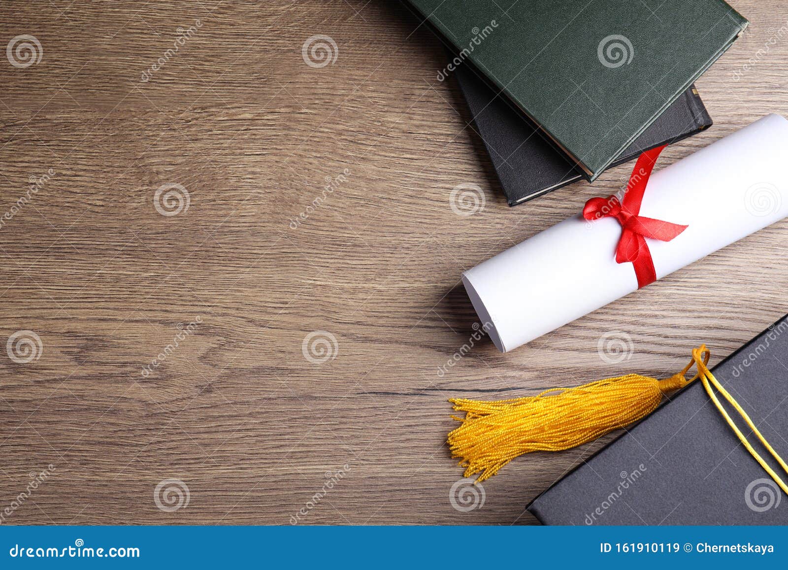 Flat Lay Composition with Graduation Hat and Student`s Diploma on ...