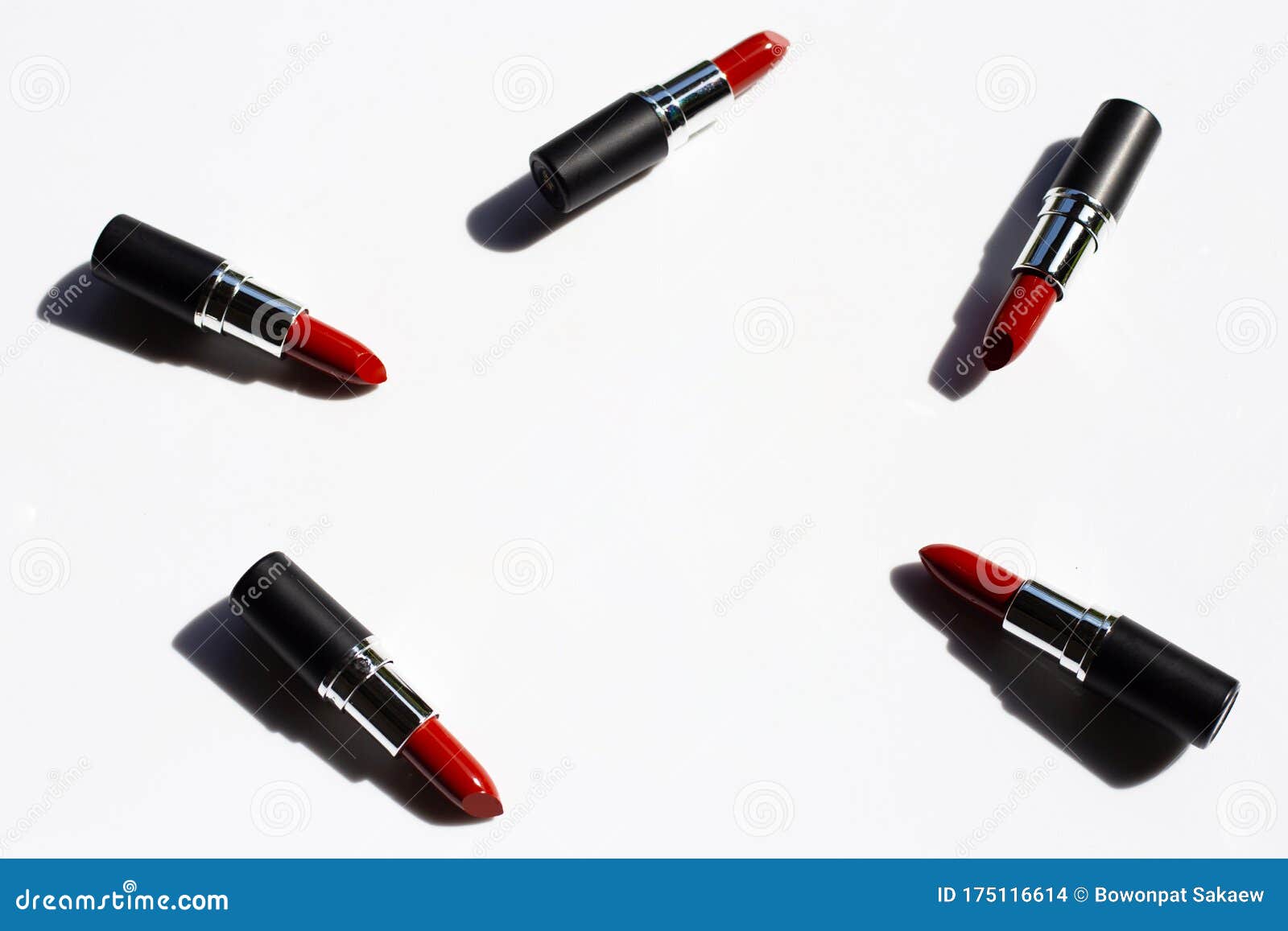 Flat Lay Composition, Lipsticks on White Background with Shadow ...