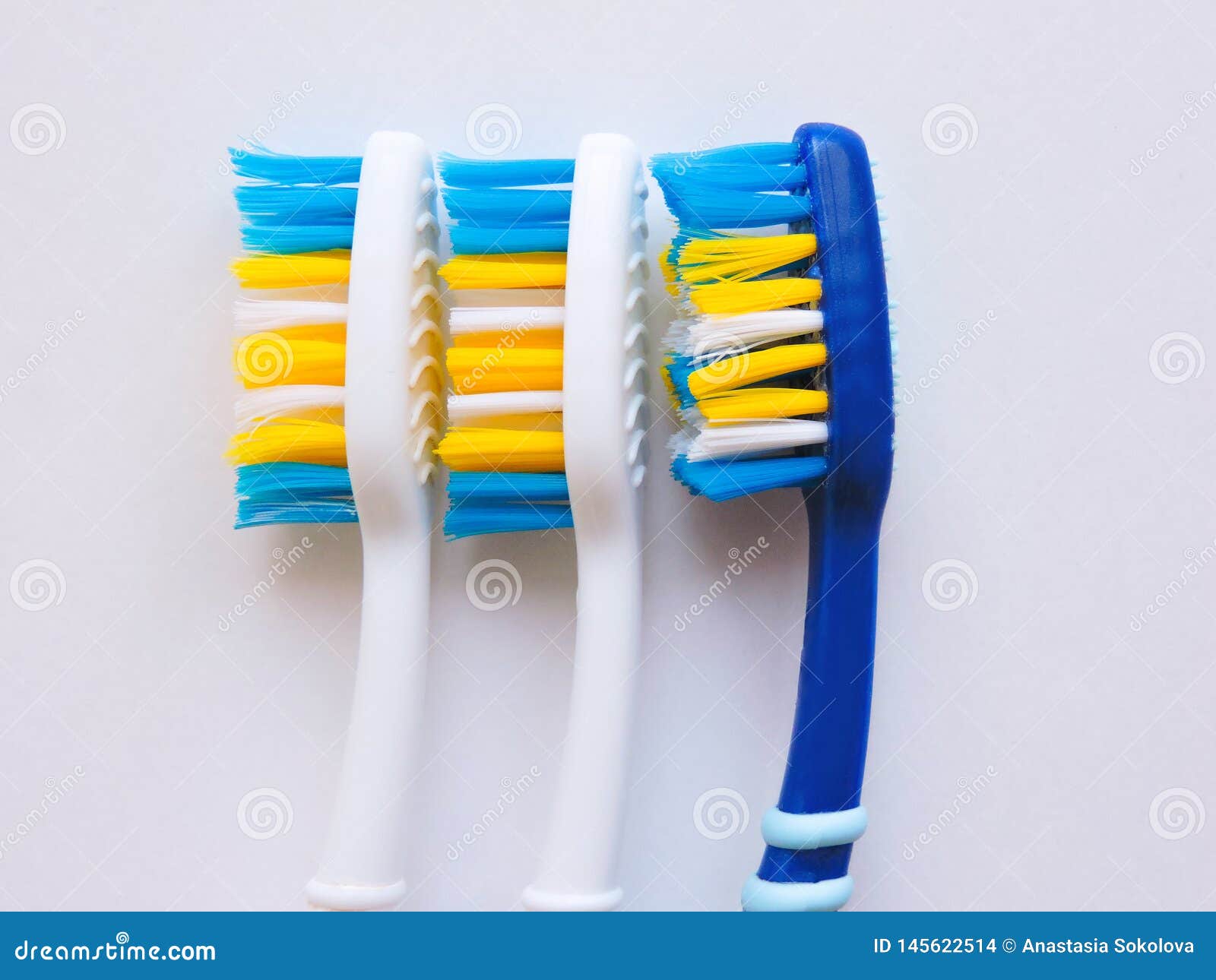 Flat Lay Composition with Manual Toothbrushes on White Background ...