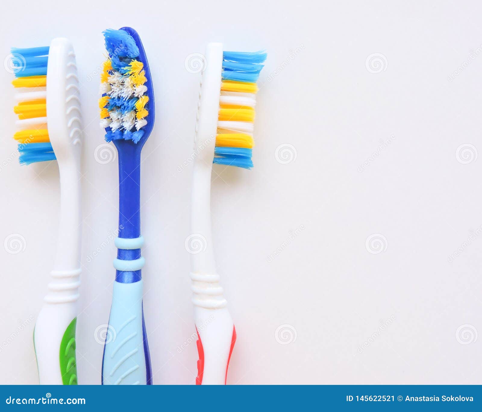 Flat Lay Composition with Manual Toothbrushes on White Background ...