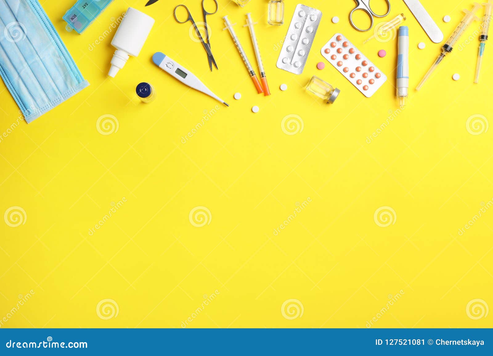 Flat Lay Composition with Medical Items Stock Image - Image of object ...