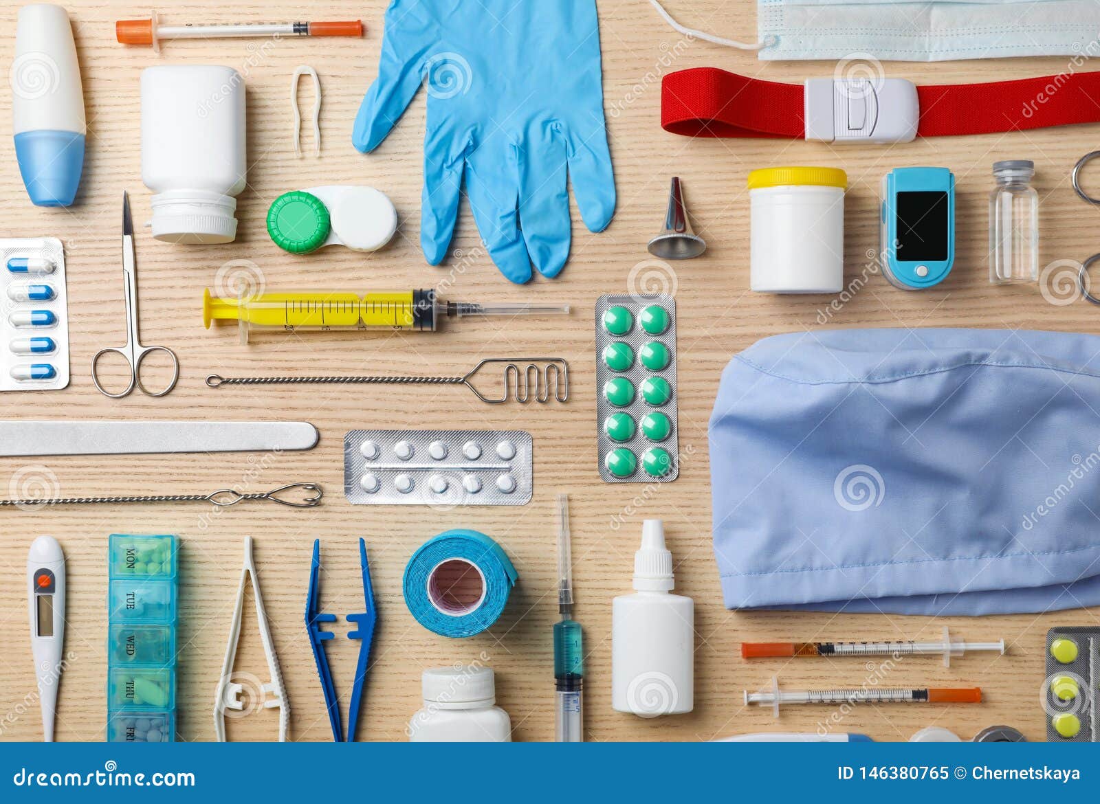 Flat Lay Composition with Medical Objects Stock Image - Image of ...