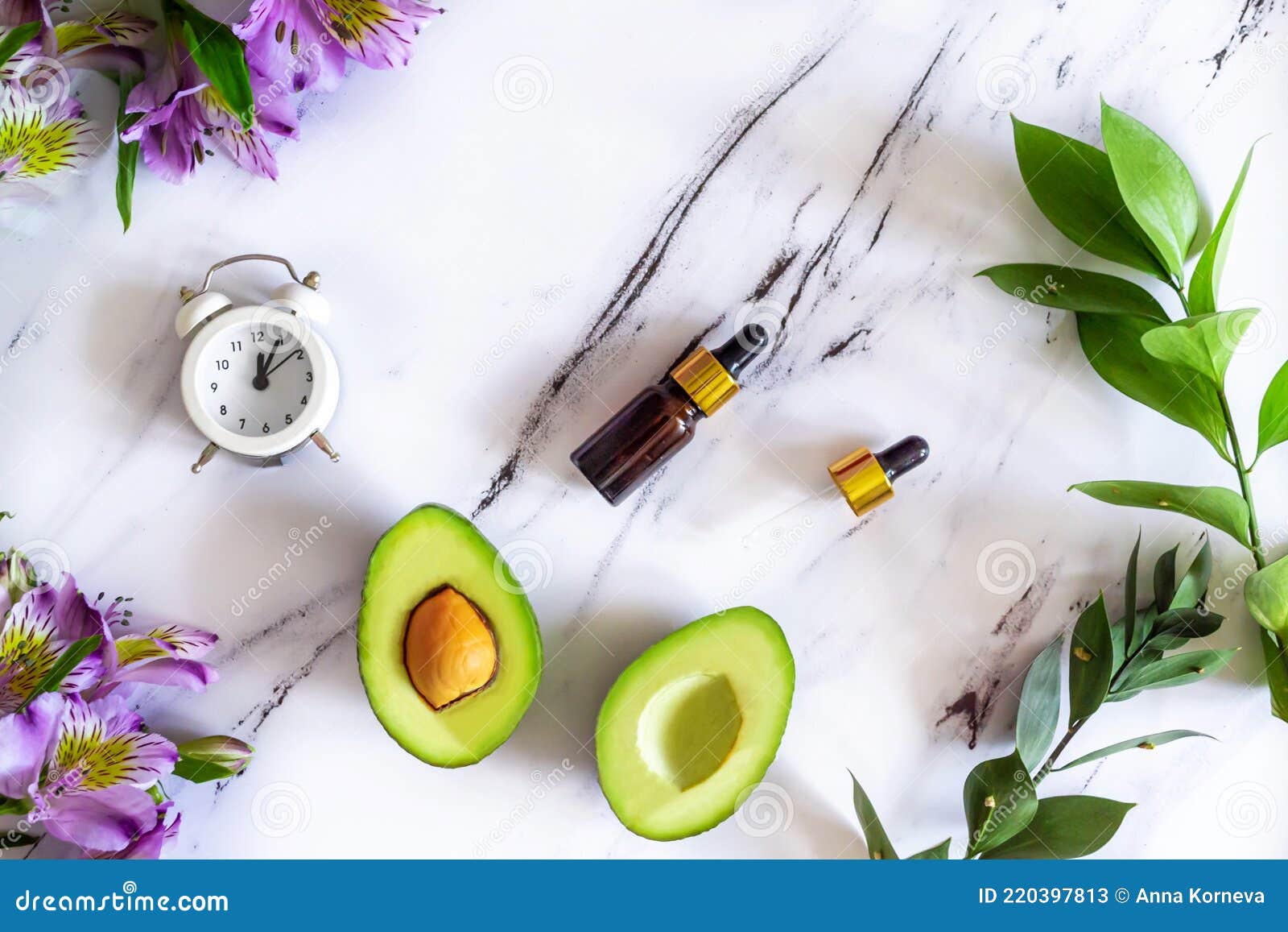 Flat Lay Composition Of Natural Cosmetics For Face Skin Care Serum And