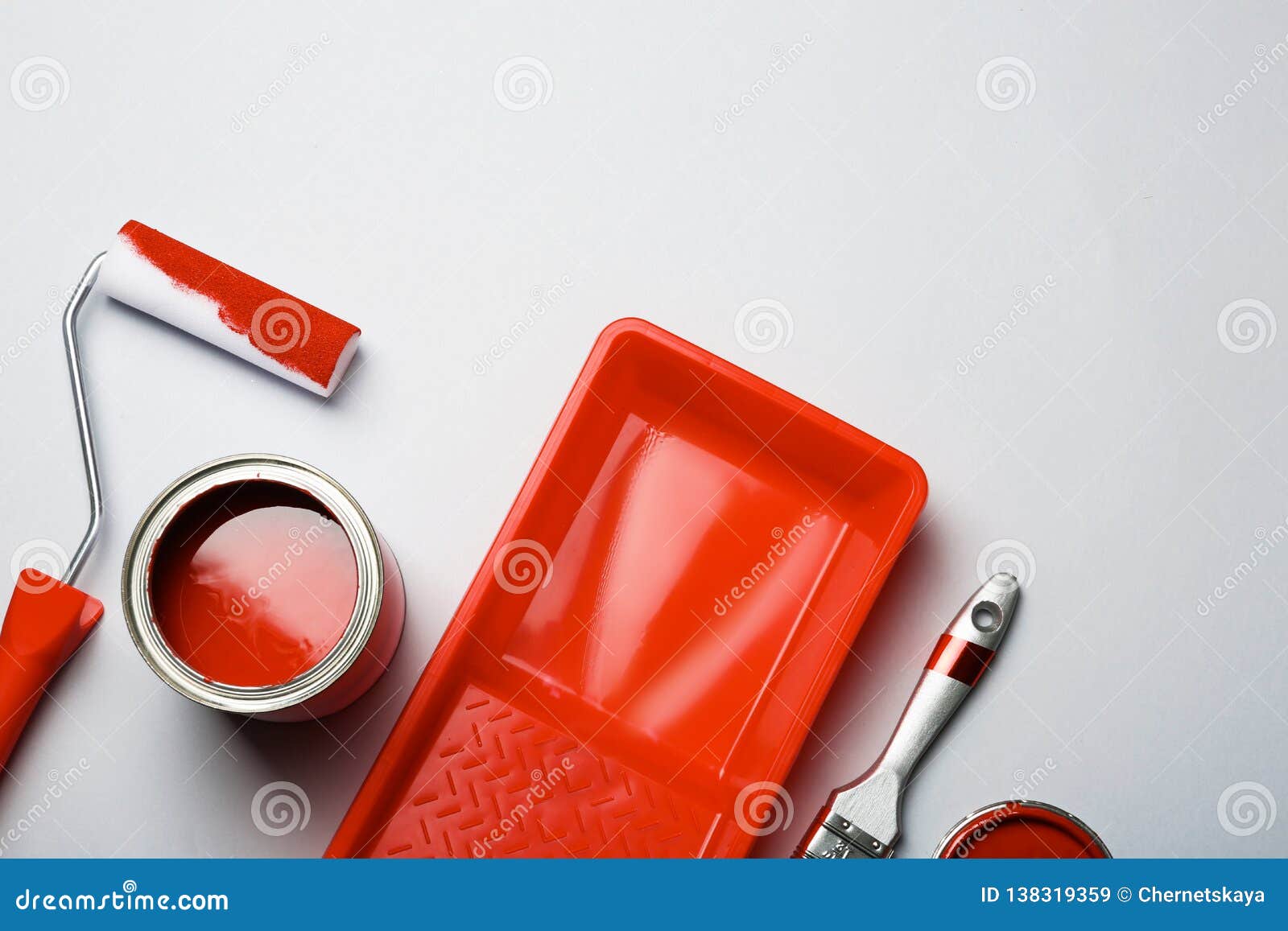 Flat Lay Composition with Paint Can, Decorator Tools and Space for Text ...