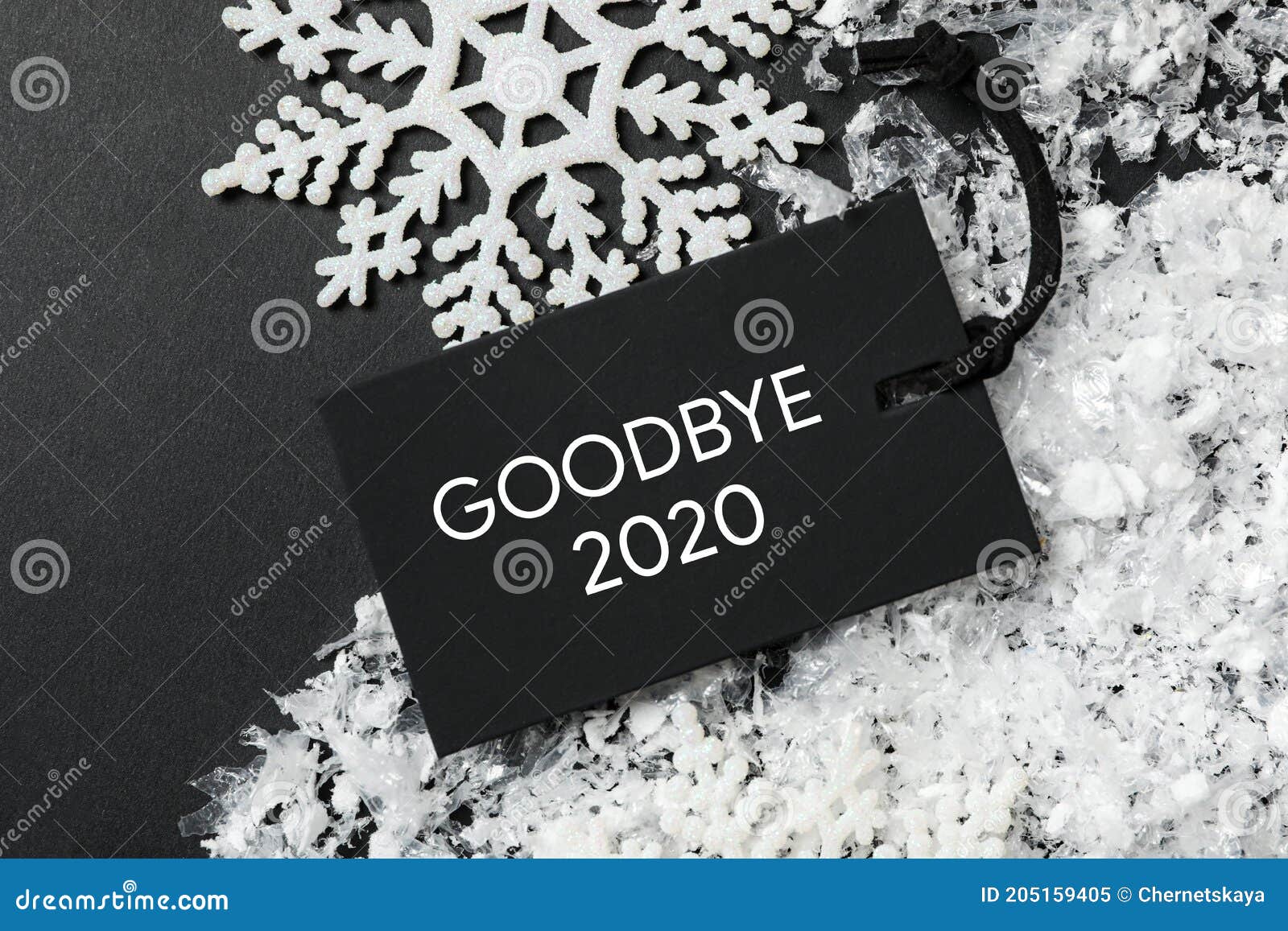 Flat Lay Composition with Phrase Goodbye 2020 and Artificial Snow on ...