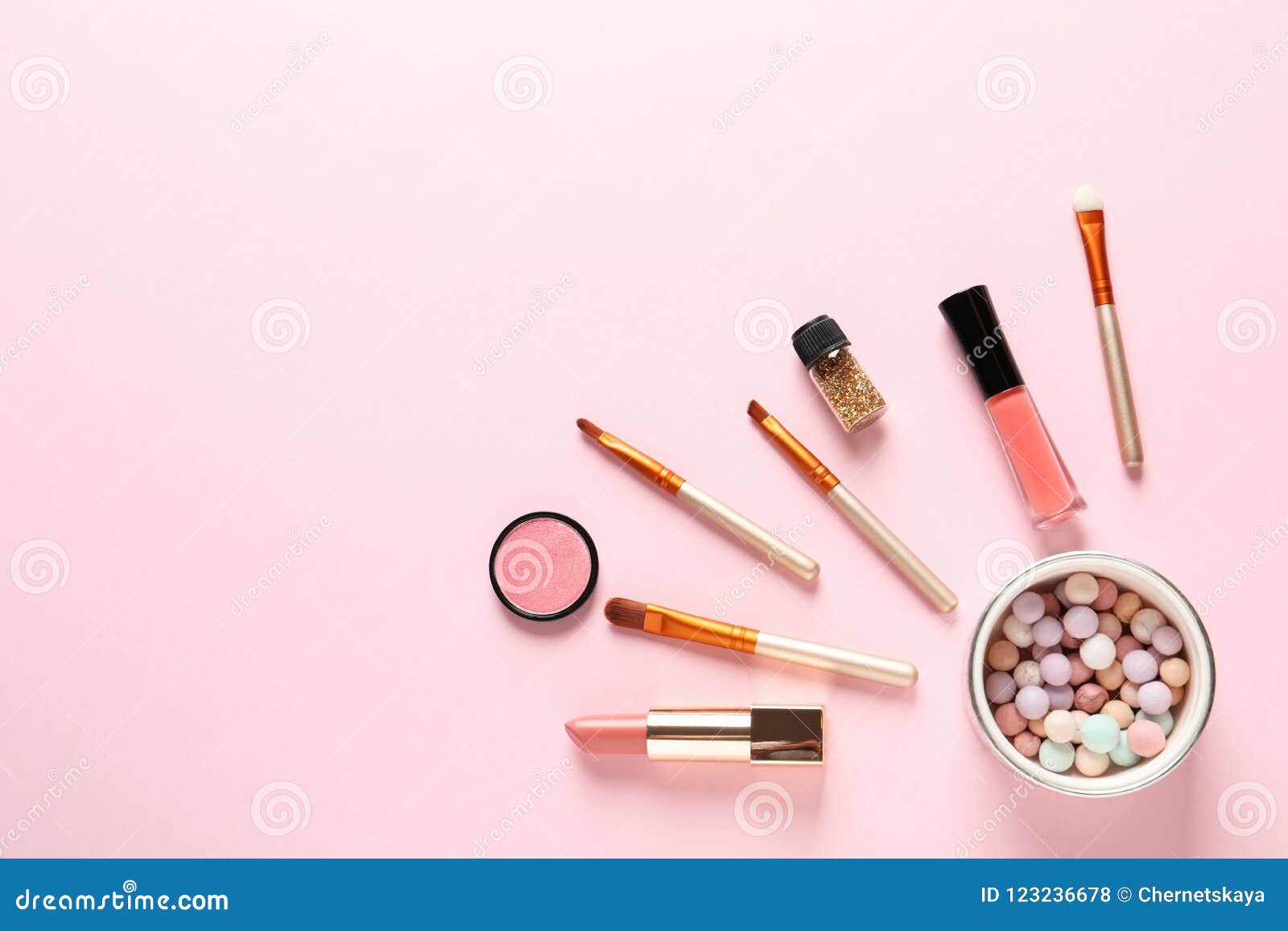 Flat Lay Composition with Products for Decorative Makeup Stock Photo ...