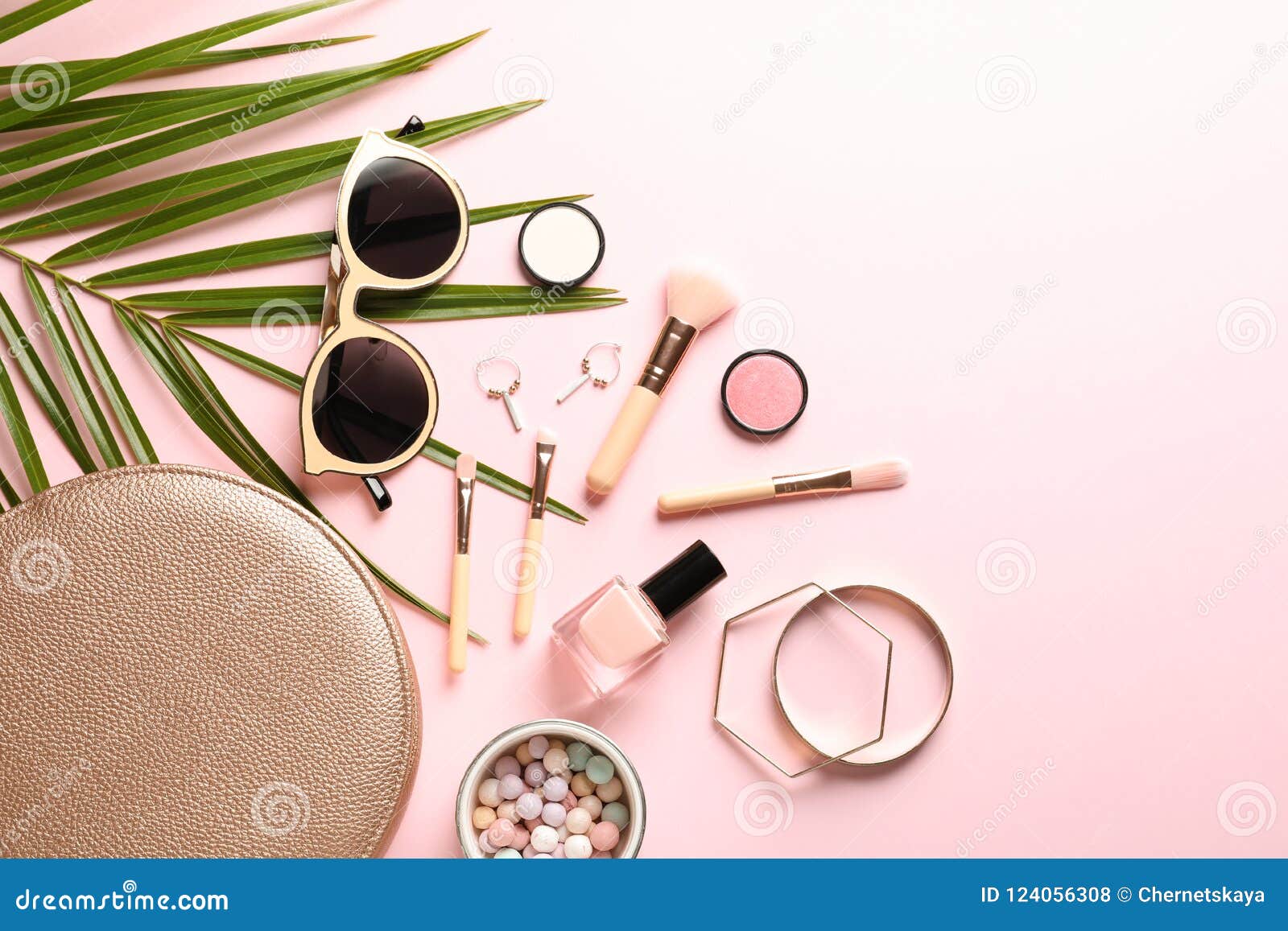 Flat Lay Composition with Products for Decorative Makeup Stock Photo ...