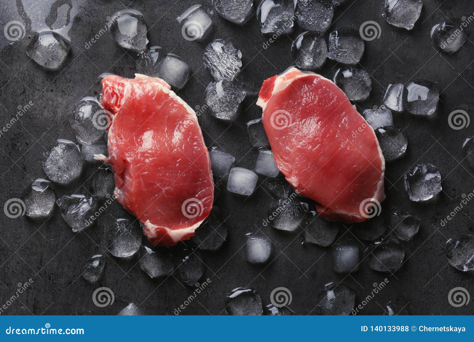 Flat Lay Composition with Raw Meat and Ice Cubes Stock Photo - Image of ...