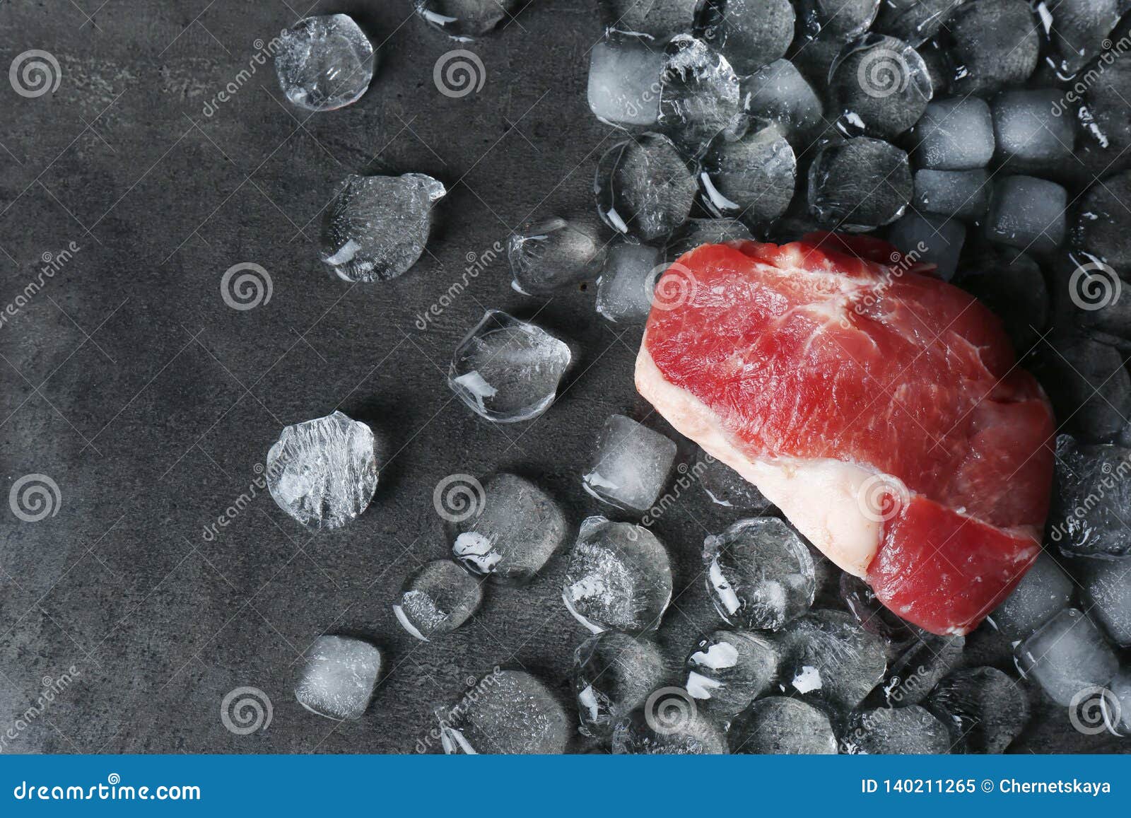 Flat Lay Composition with Raw Meat and Ice Cubes Stock Image - Image of ...