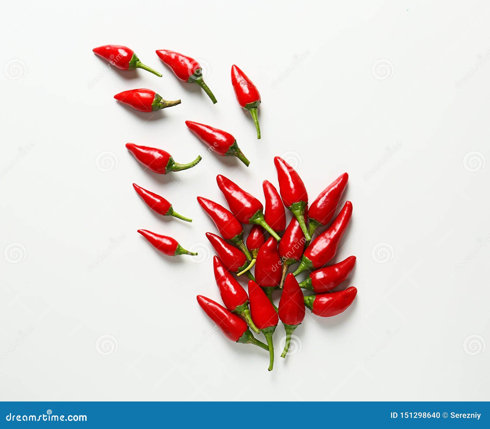 Flat Lay Composition with Red Hot Chili Peppers on White Background ...