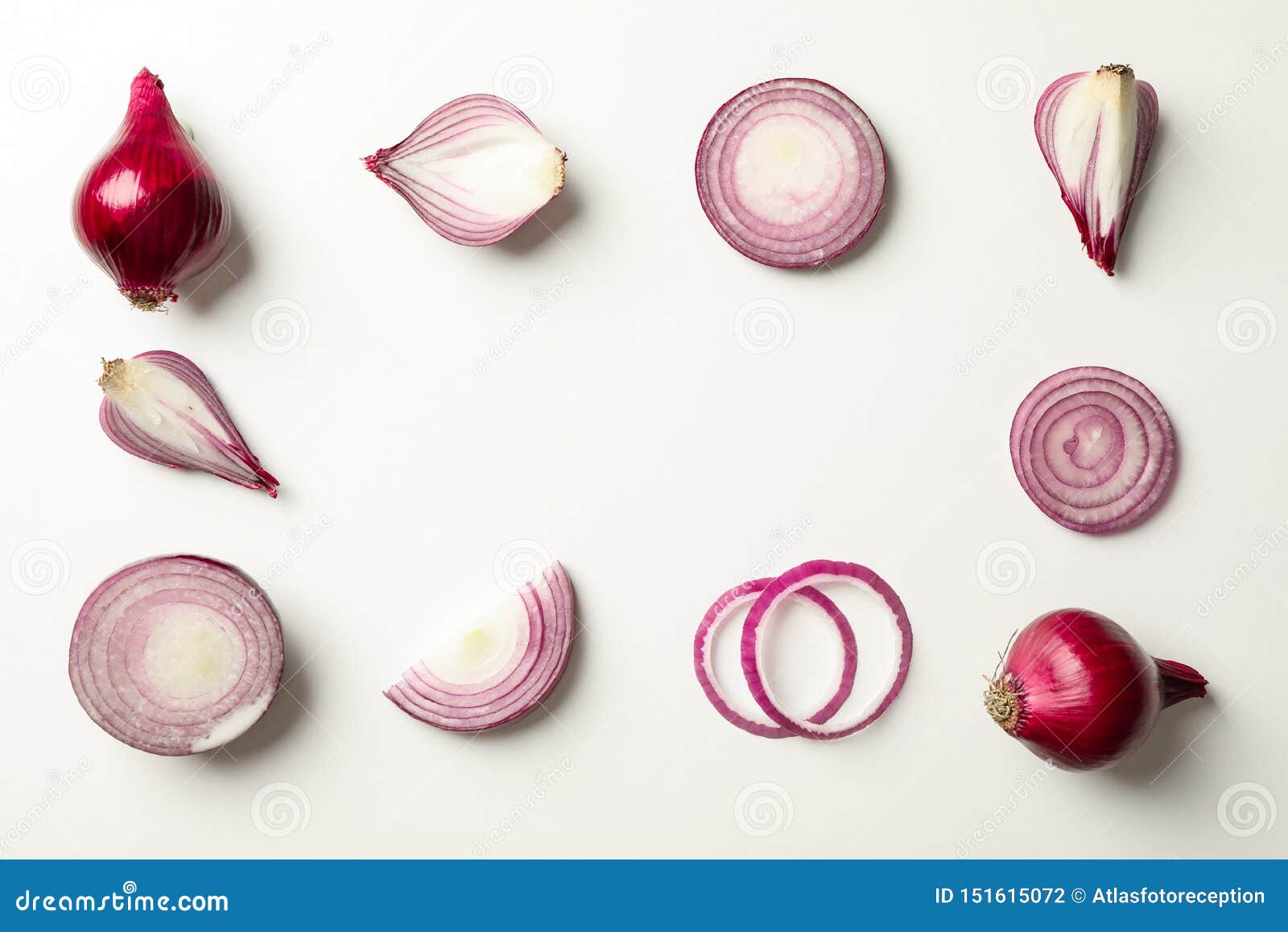 Flat Lay Composition with Red Onion Stock Photo - Image of leaves ...