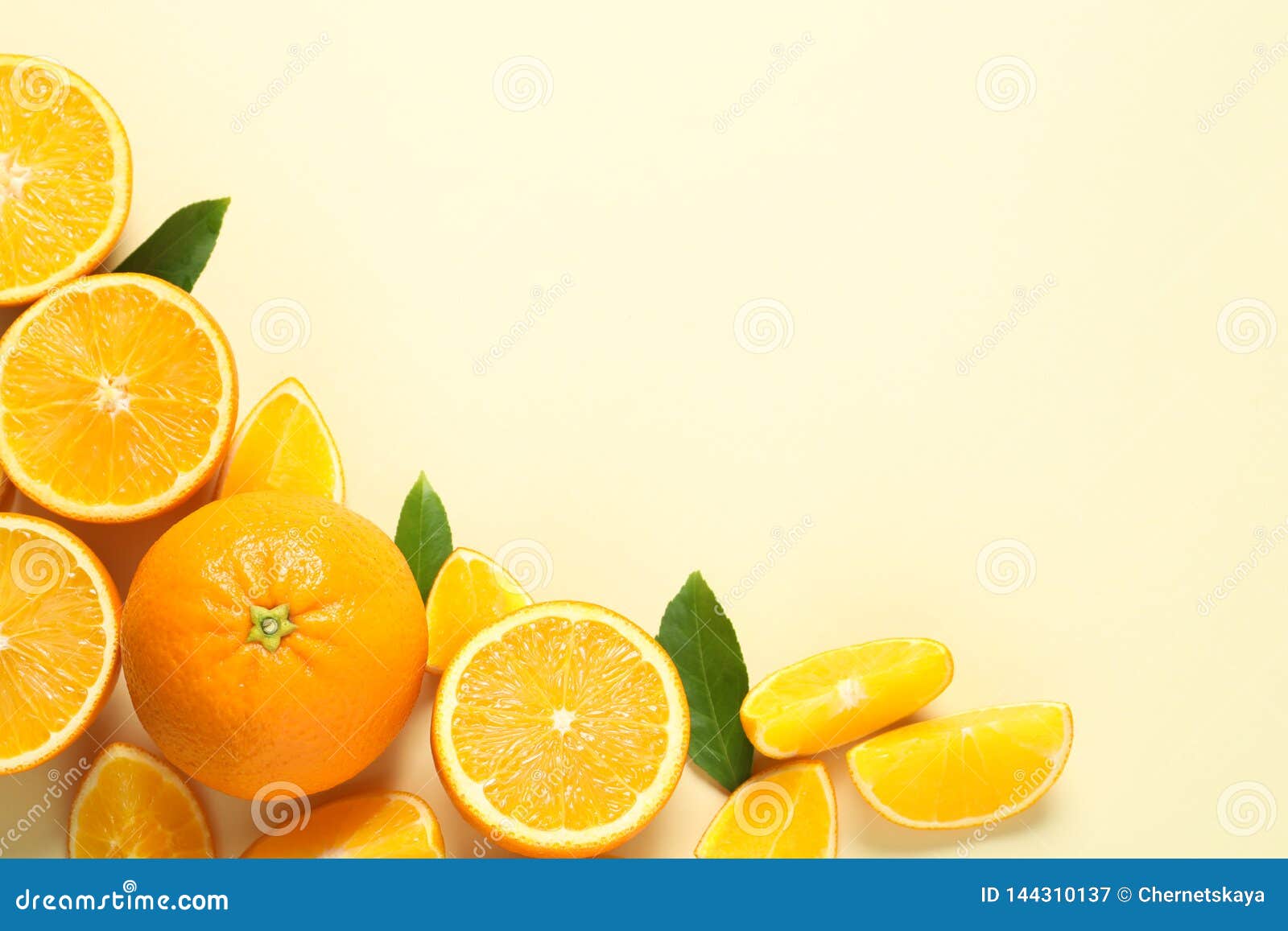 Flat Lay Composition with Ripe Oranges and Space for Text Stock Image ...